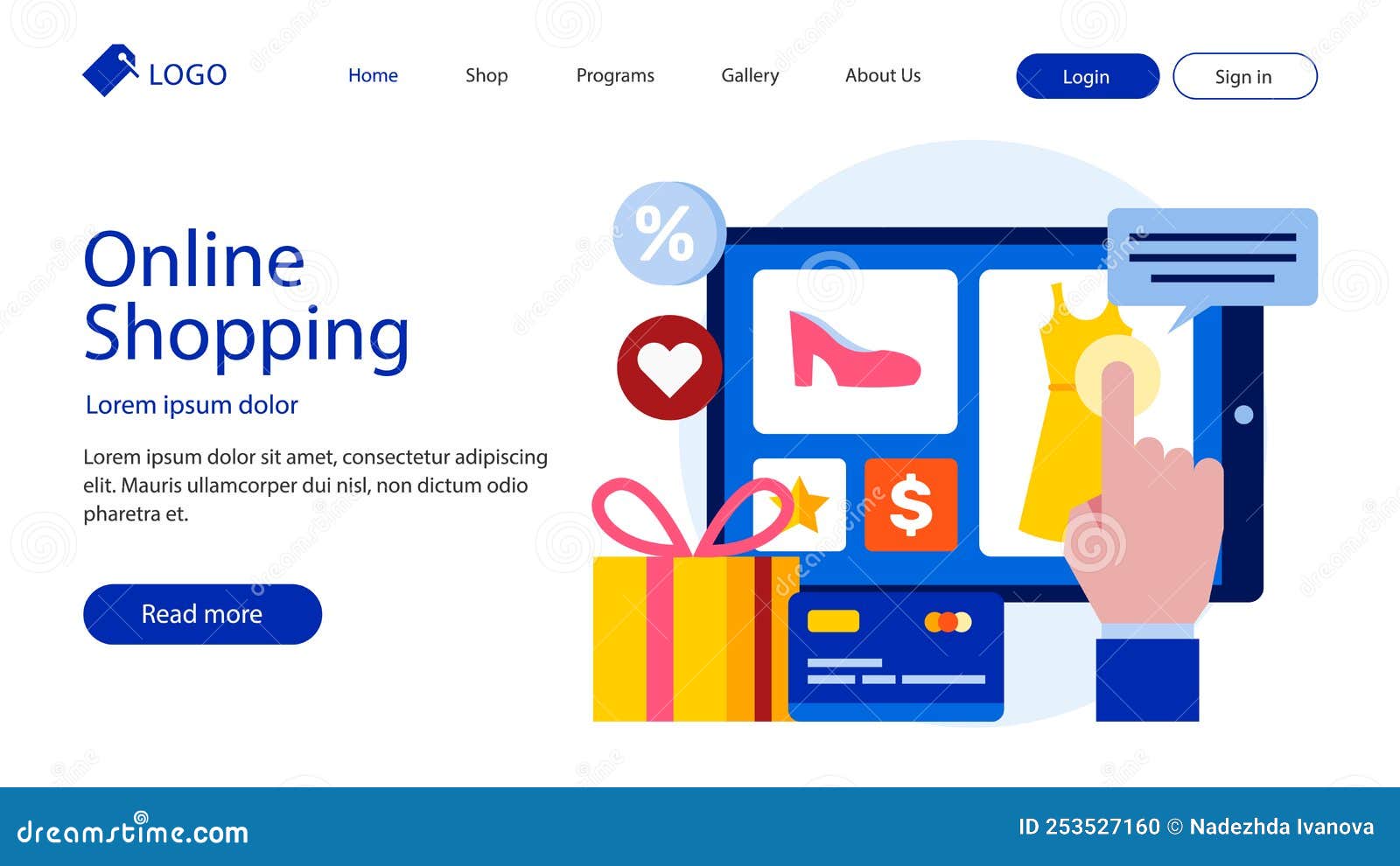 Flat Design Ecommerce Website Landing Page.eps Stock Vector ...