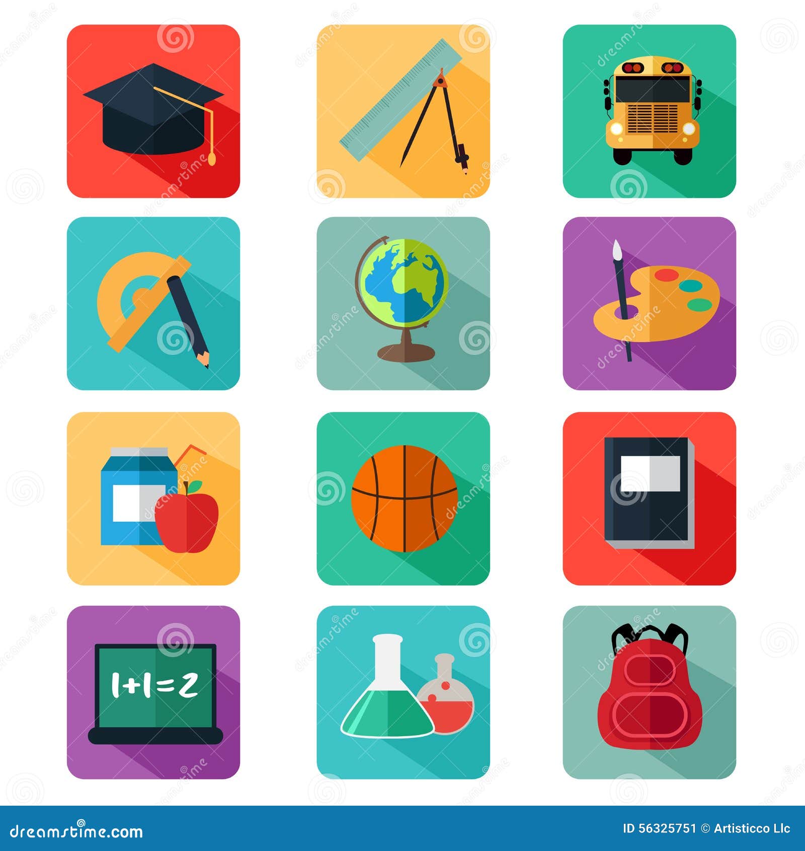 Flat Design Education Icons Stock Vector - Illustration of element ...