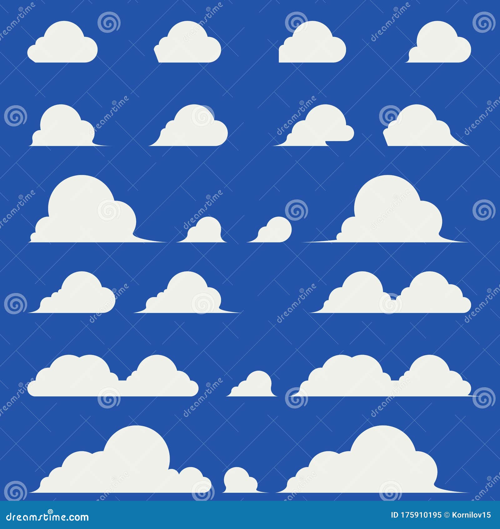 Flat Design of Elegant Cumulus Clouds Stock Vector - Illustration of ...