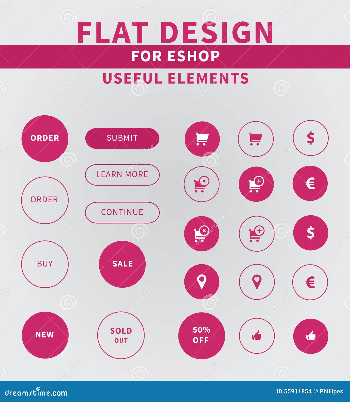 Flat Ui Kit Eshop Design Icons Vector Illustration | CartoonDealer.com ...