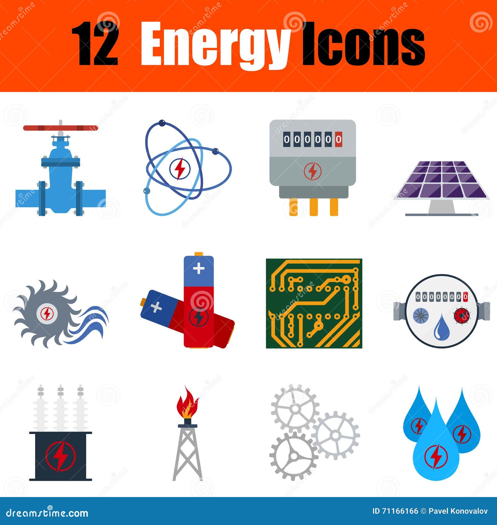 Flat Design Energy Icon Set Stock Vector - Illustration of atom, icon ...
