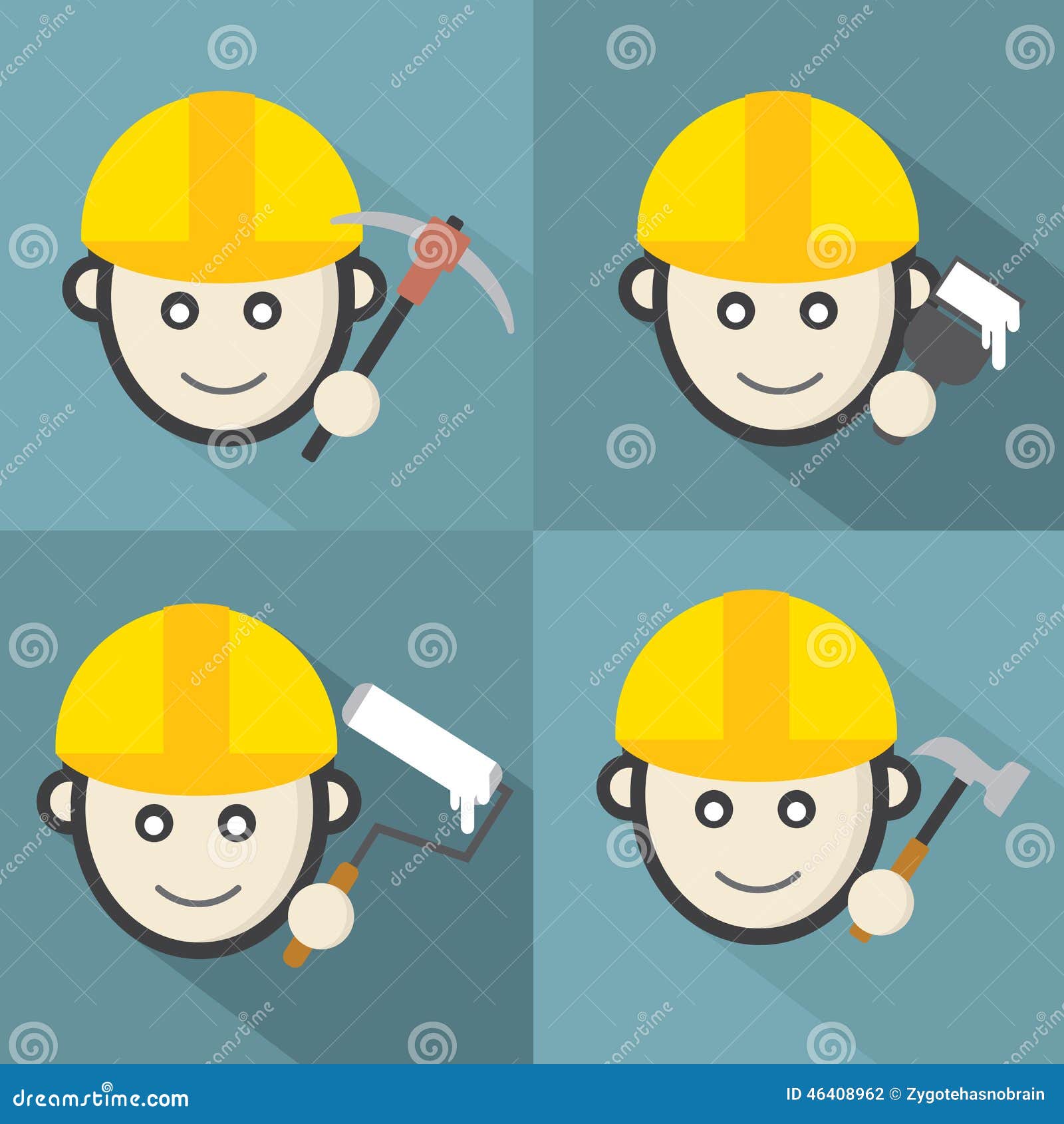 Flat Design Engineer Icon with Long Shadow Effect Stock Vector ...
