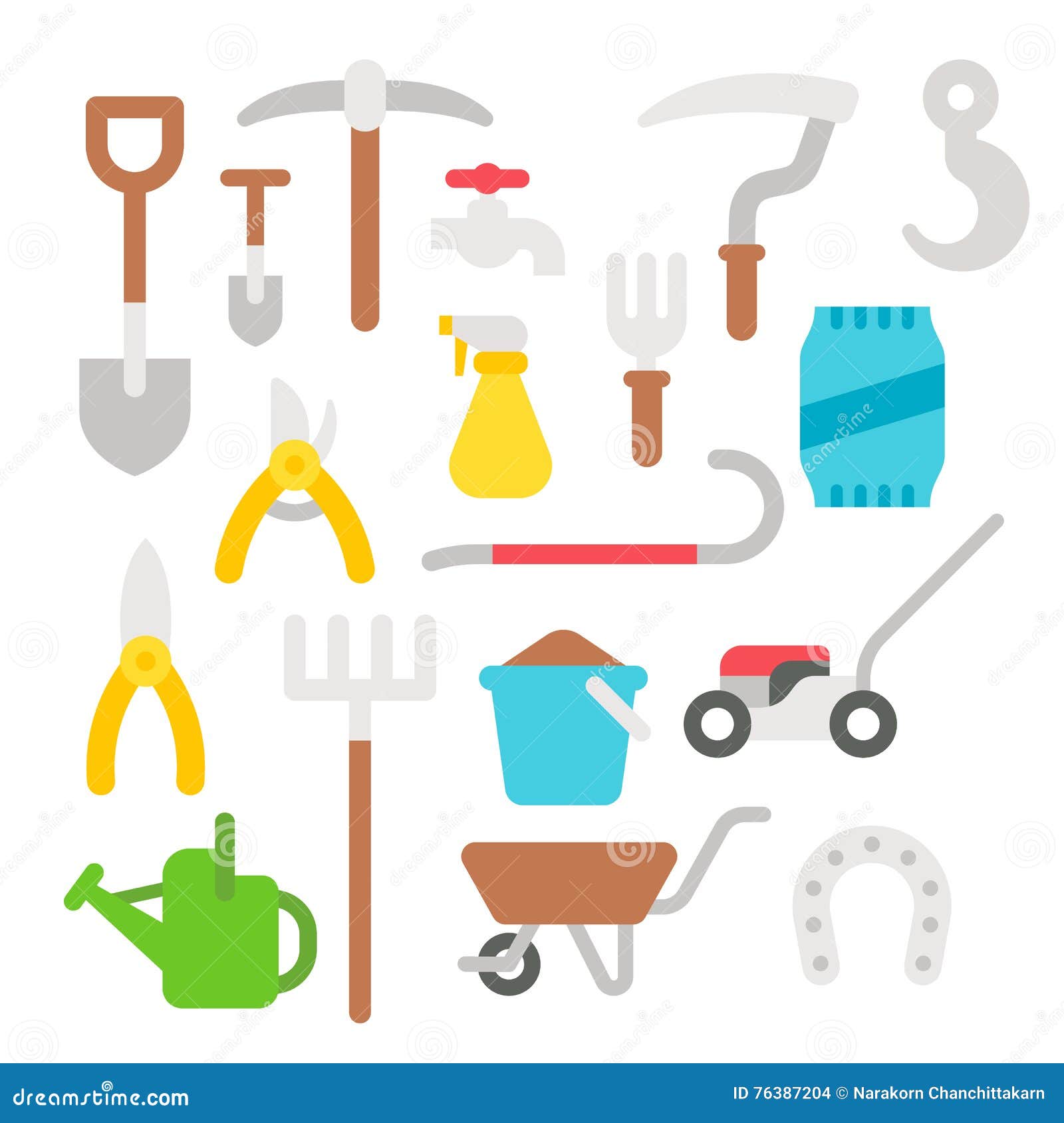 Flat Design Farmer Tools Set Stock Vector - Illustration of garden ...