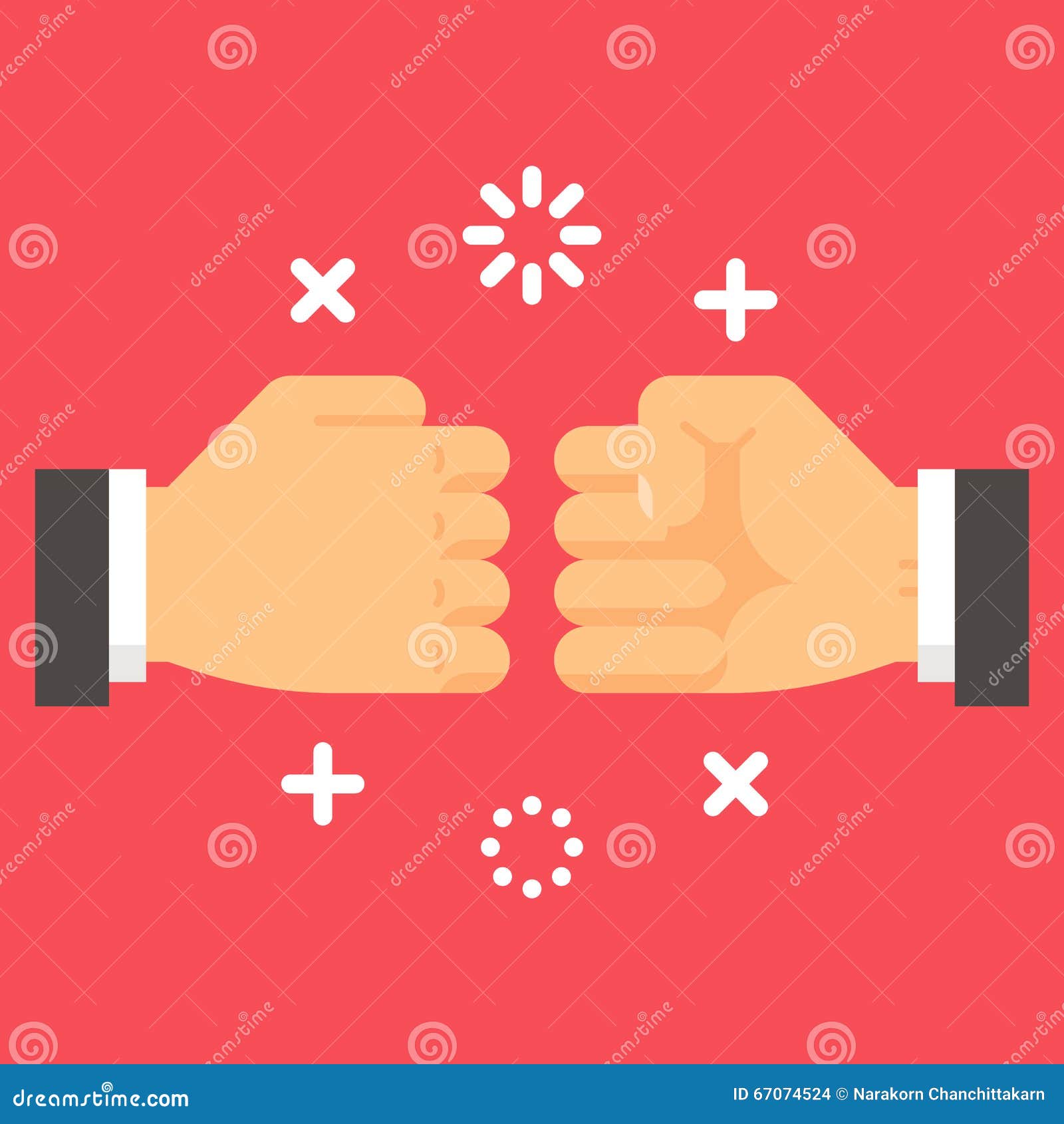 Flat design fist bump stock vector. Illustration of concept - 67074524