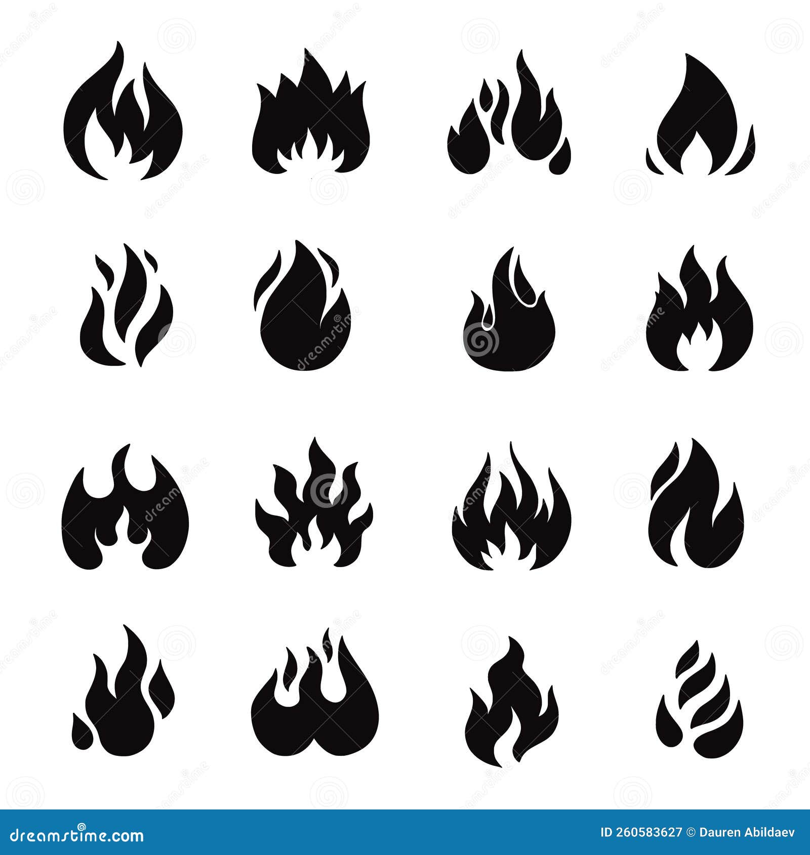 Flat Design Flame Silhouette Vector Illustration. Stock Vector ...
