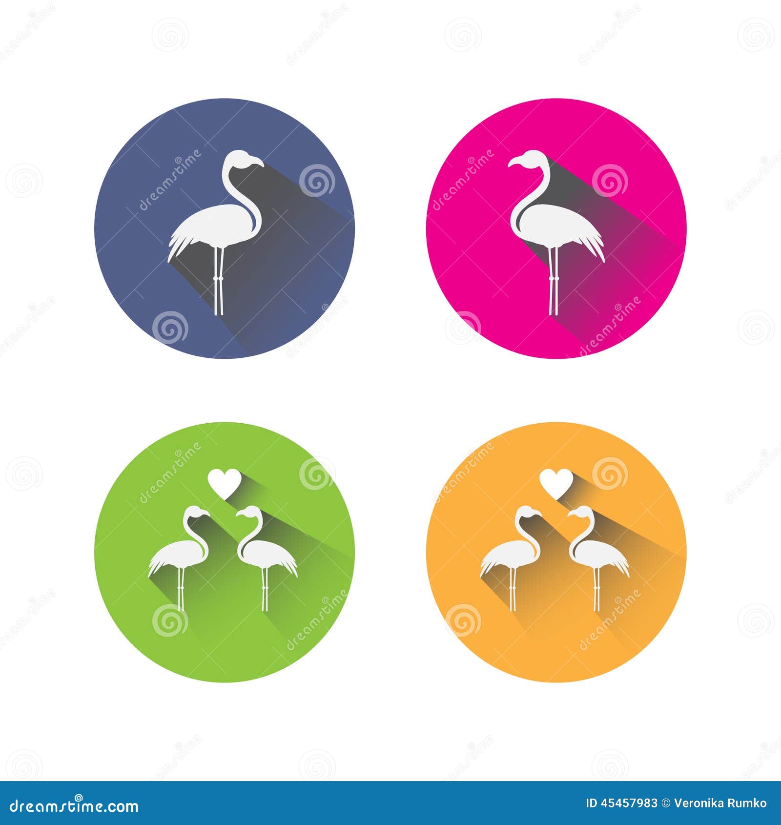 Flat design flamingo icons stock vector. Illustration of artistic ...