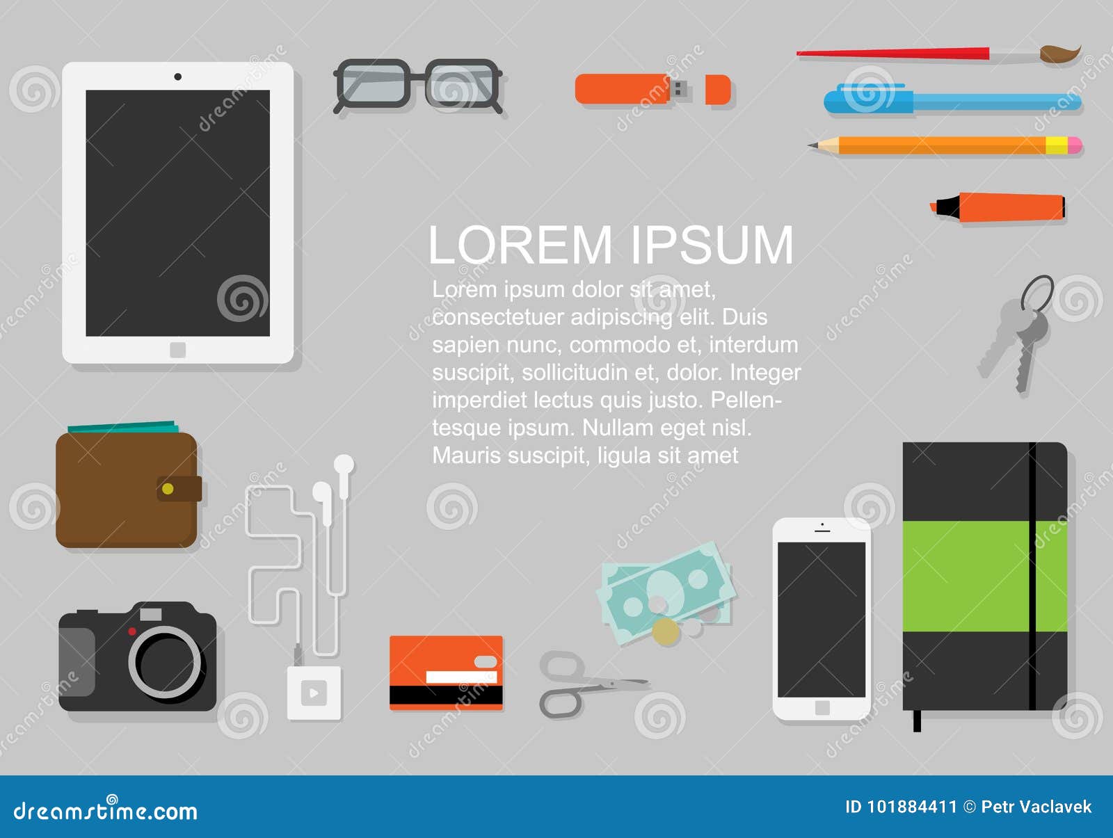 Flat Design Flyer with Every Day Accessories Stock Vector ...