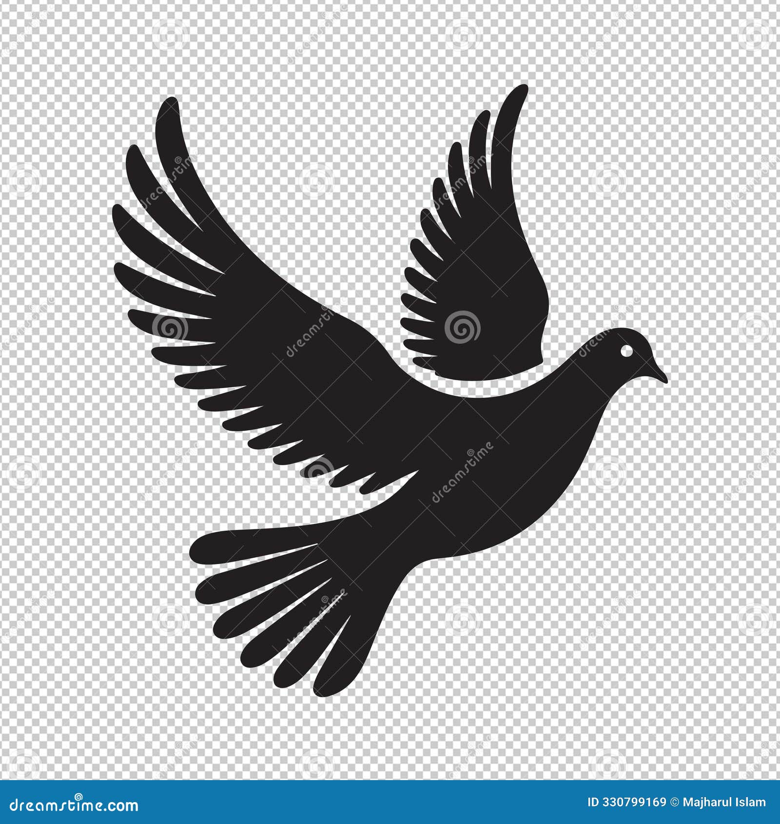 Flat Design Flying Dove Silhouette Isolated on White Background Stock ...