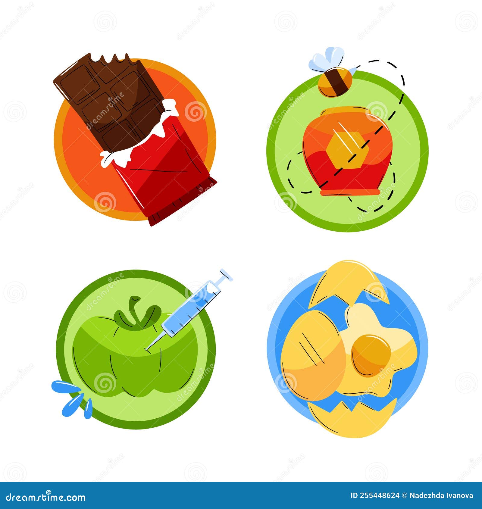 Flat Design Food Allergy Design Vector Illustration. Stock Vector ...