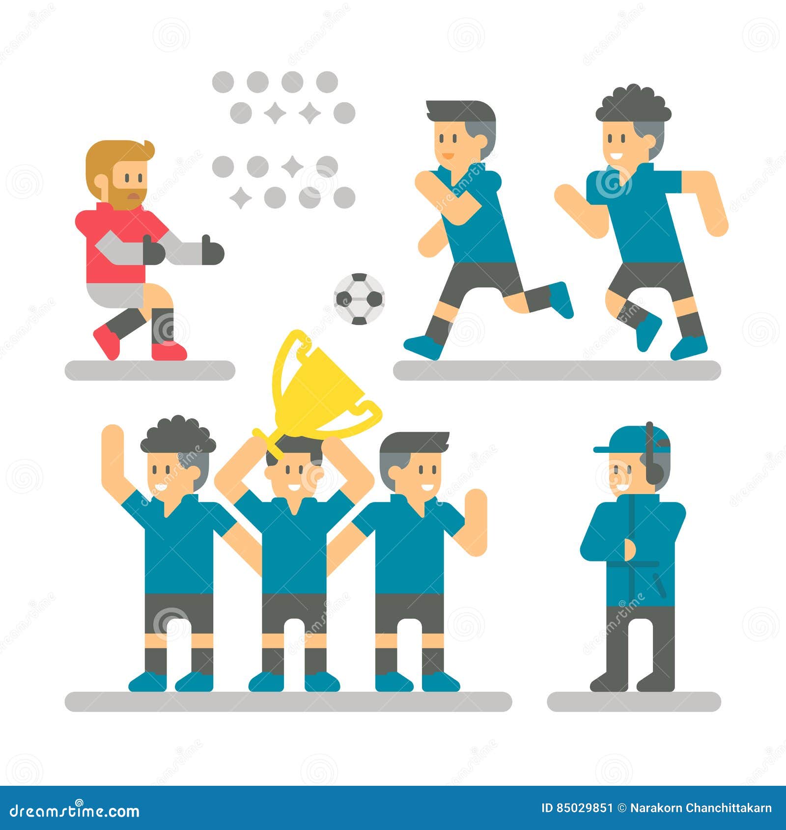 Flat Design Football Player Set Stock Illustration - Illustration of ...