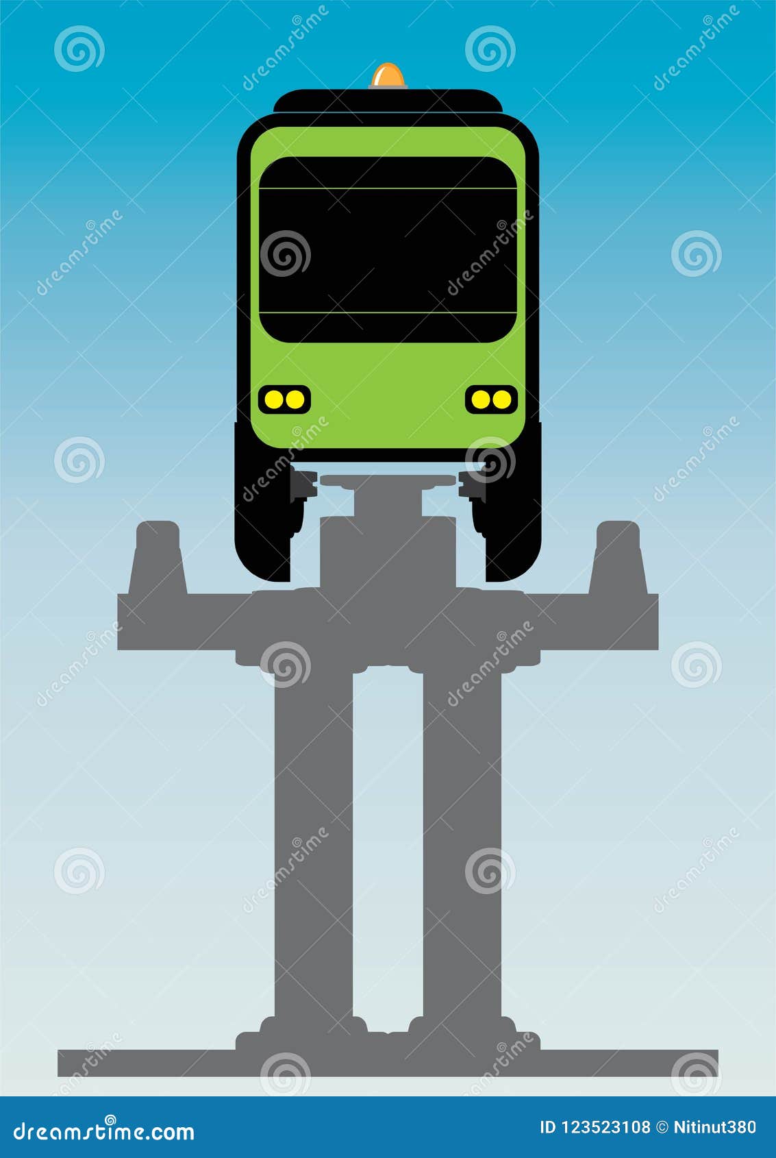 Flat Design Front View of Mono Rail Vector Stock Illustration ...