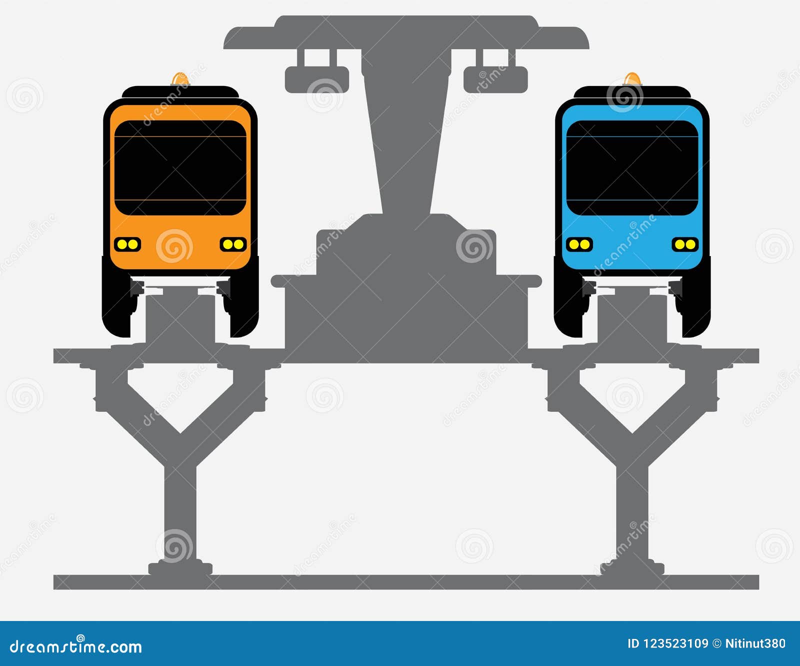Flat Design Front View of Mono Rail Vector Stock Illustration ...