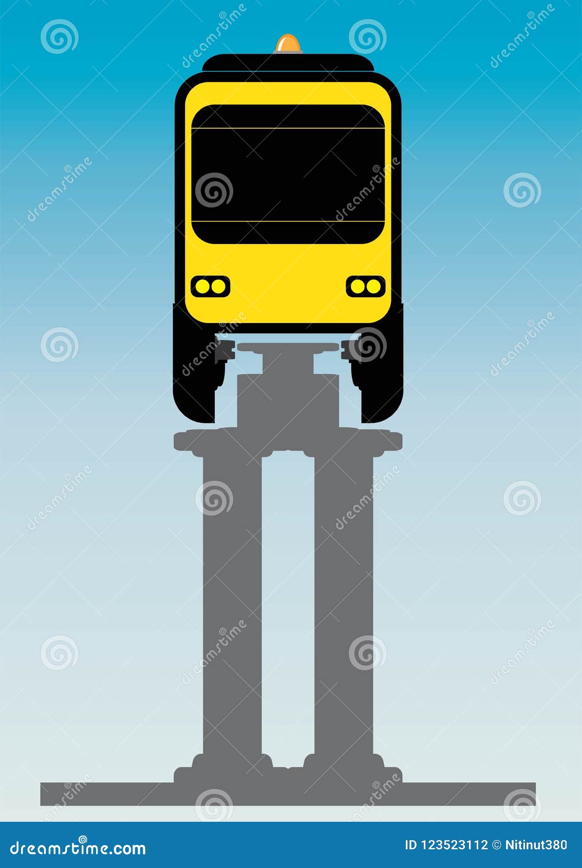 Flat Design Front View of Mono Rail Vector Stock Illustration ...