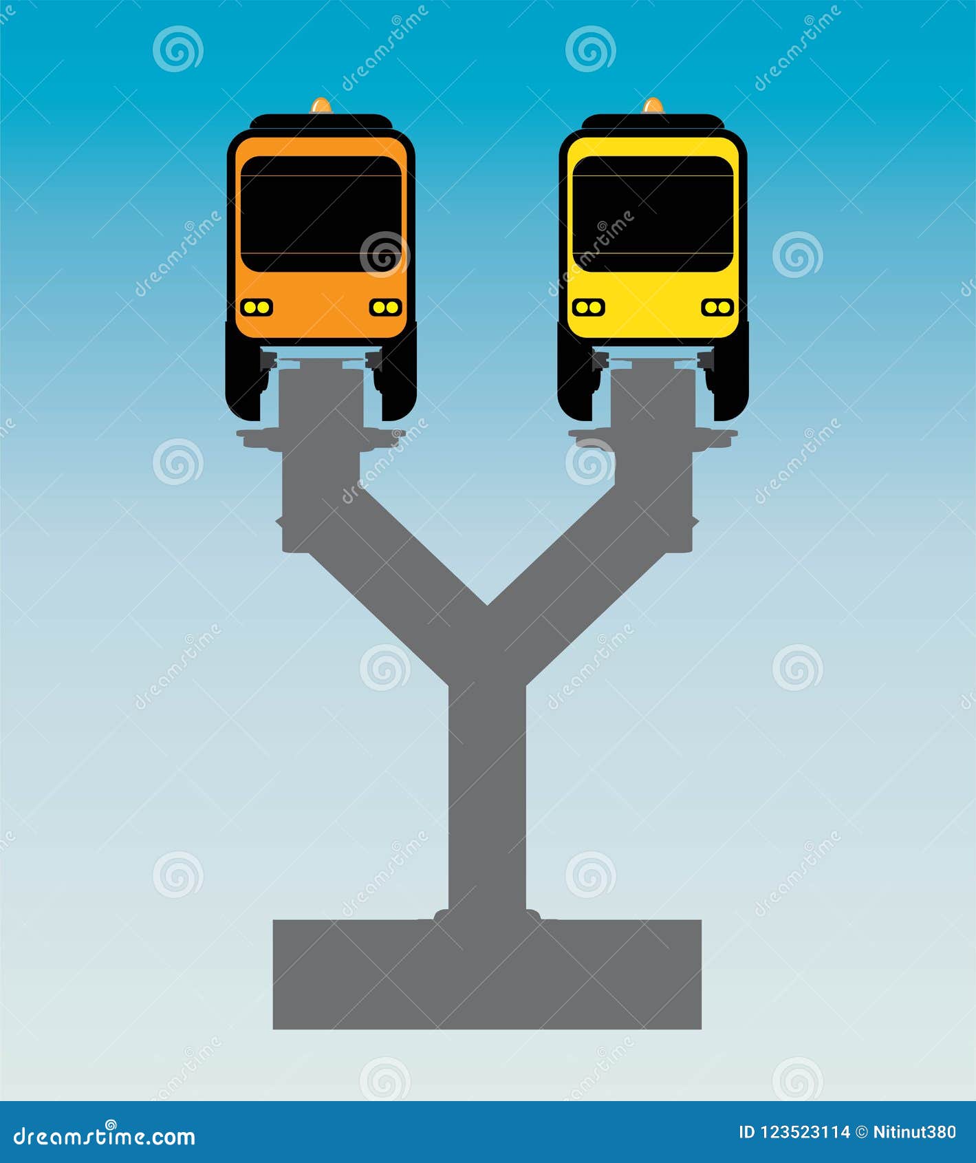 Flat Design Front View of Mono Rail Vector Stock Illustration ...