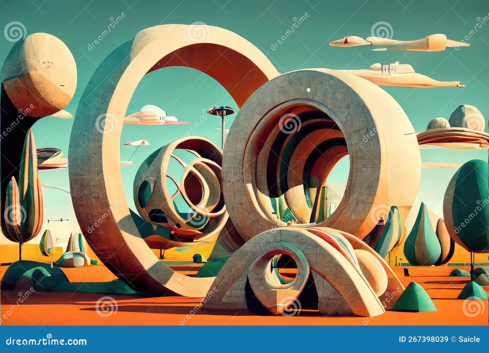 Flat Design of Futuristic Playground. Generative AI Stock Illustration ...