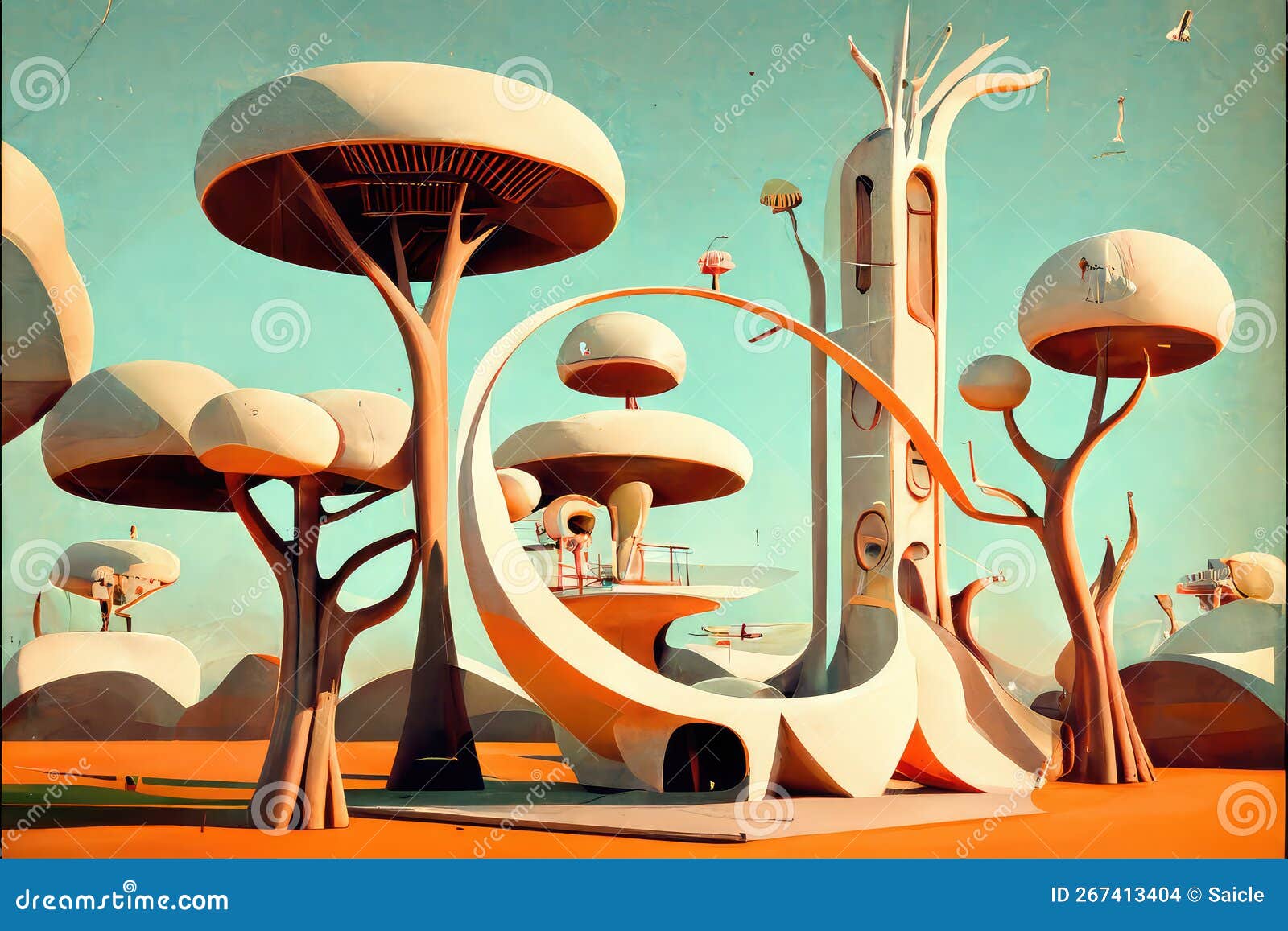 Flat Design of Futuristic Playground. Generative AI Stock Illustration ...