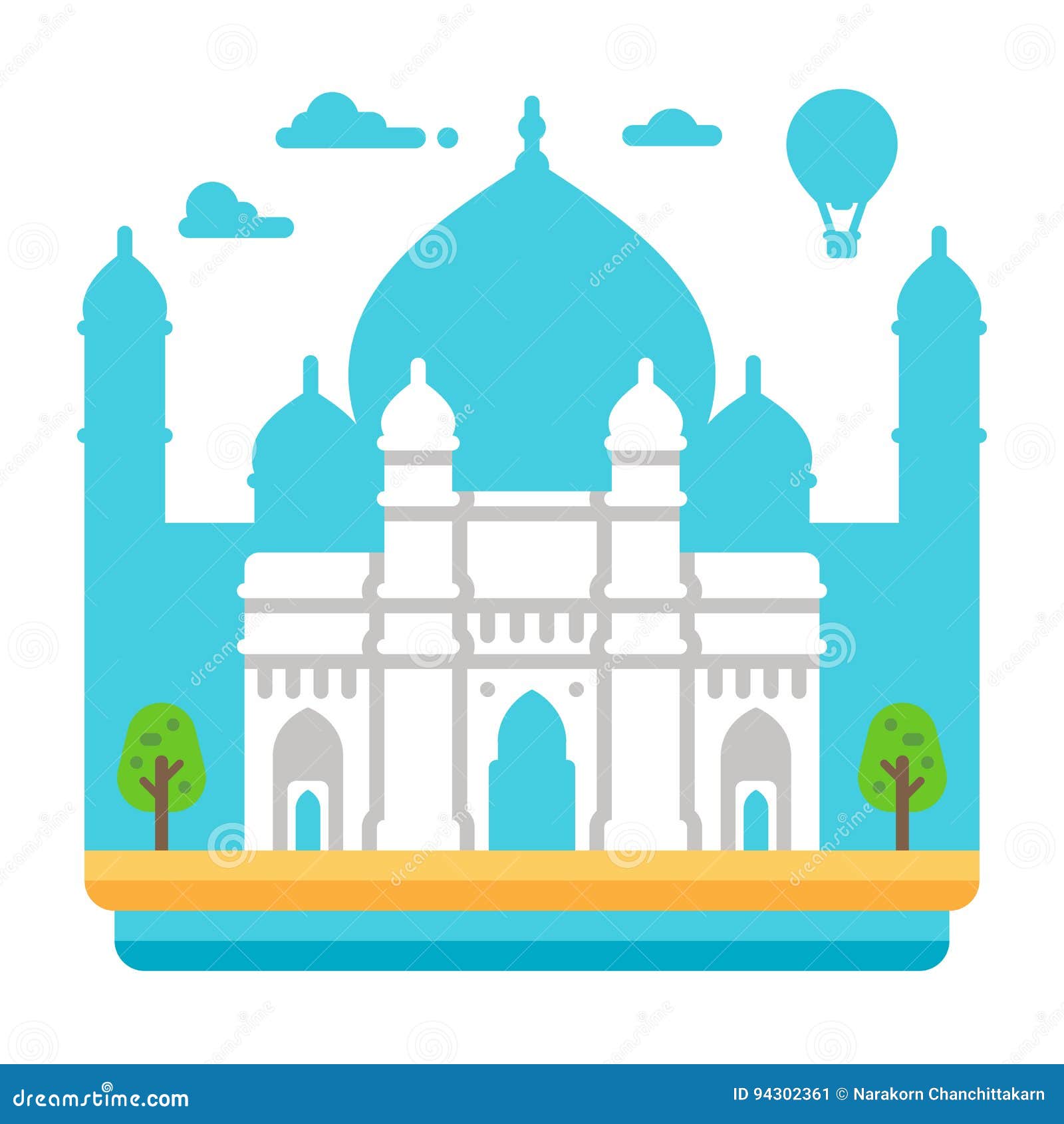 Gateway Of India, Mumbai Landmark With Music Notes Isolated. Design For ...