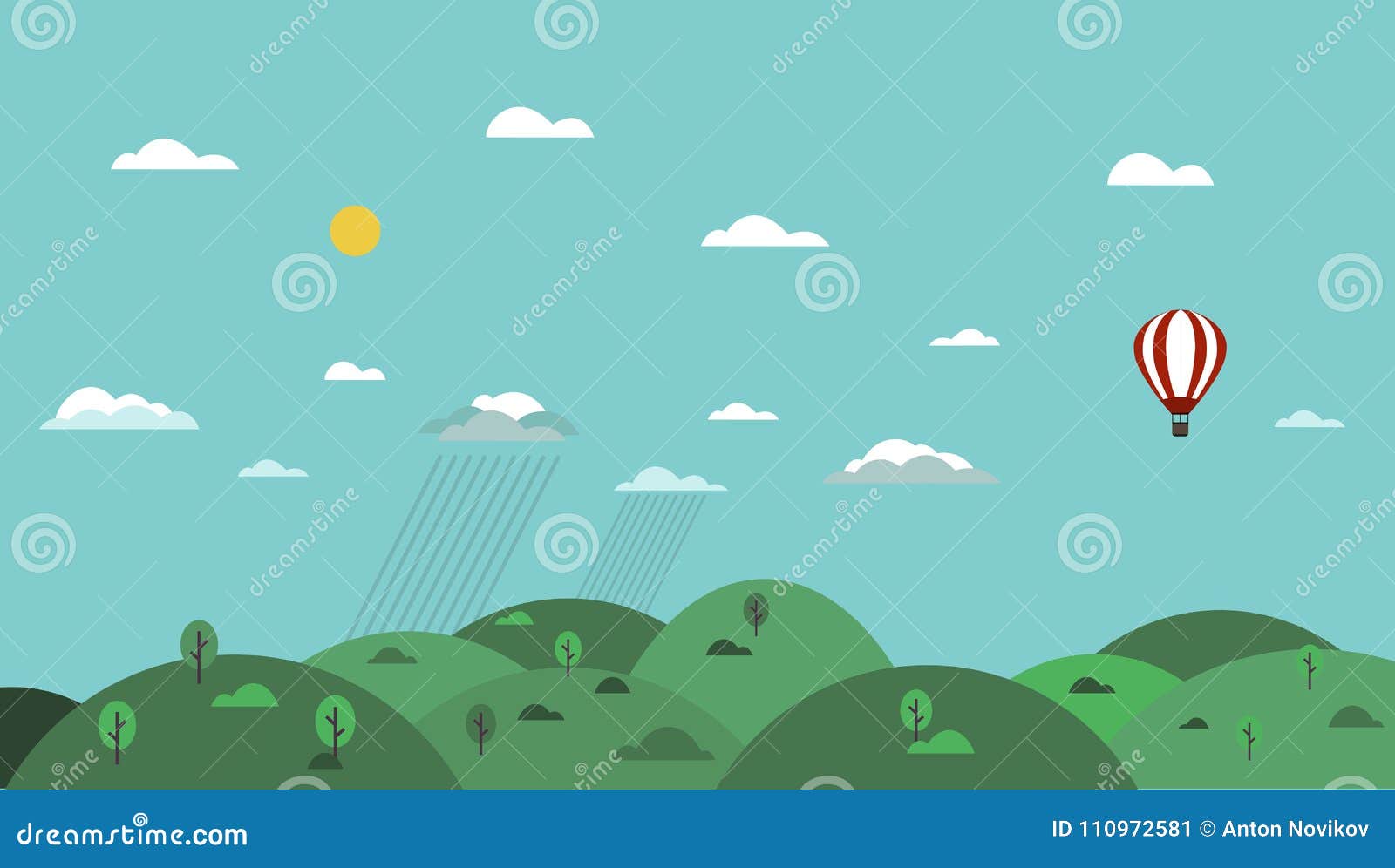 Background Geometry Flat Nature Landscape Stock Vector - Illustration ...