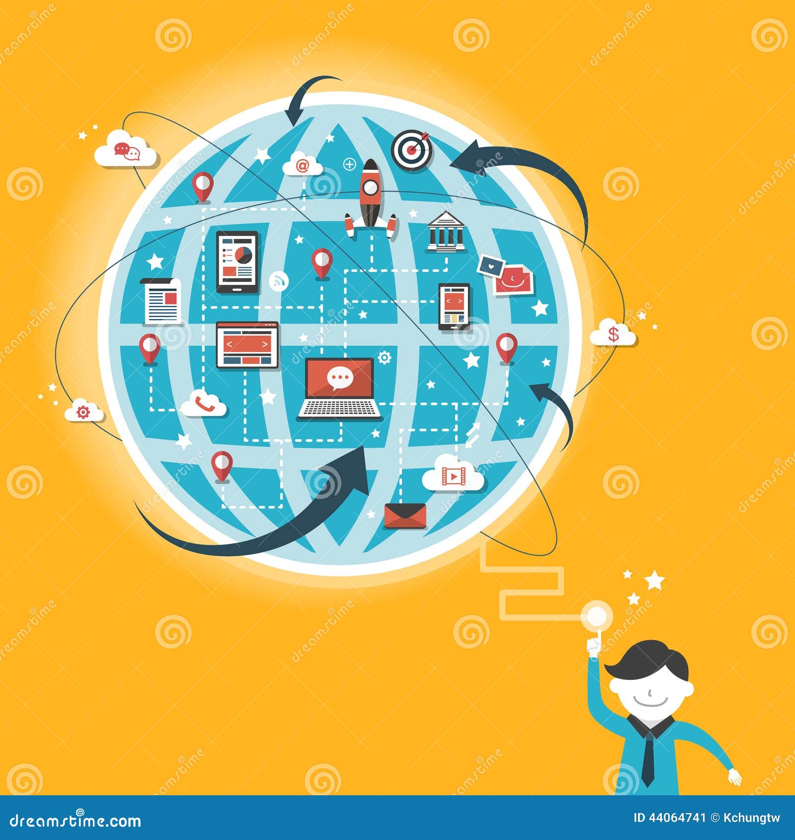 Flat Design for Global Communication Concept Stock Vector ...