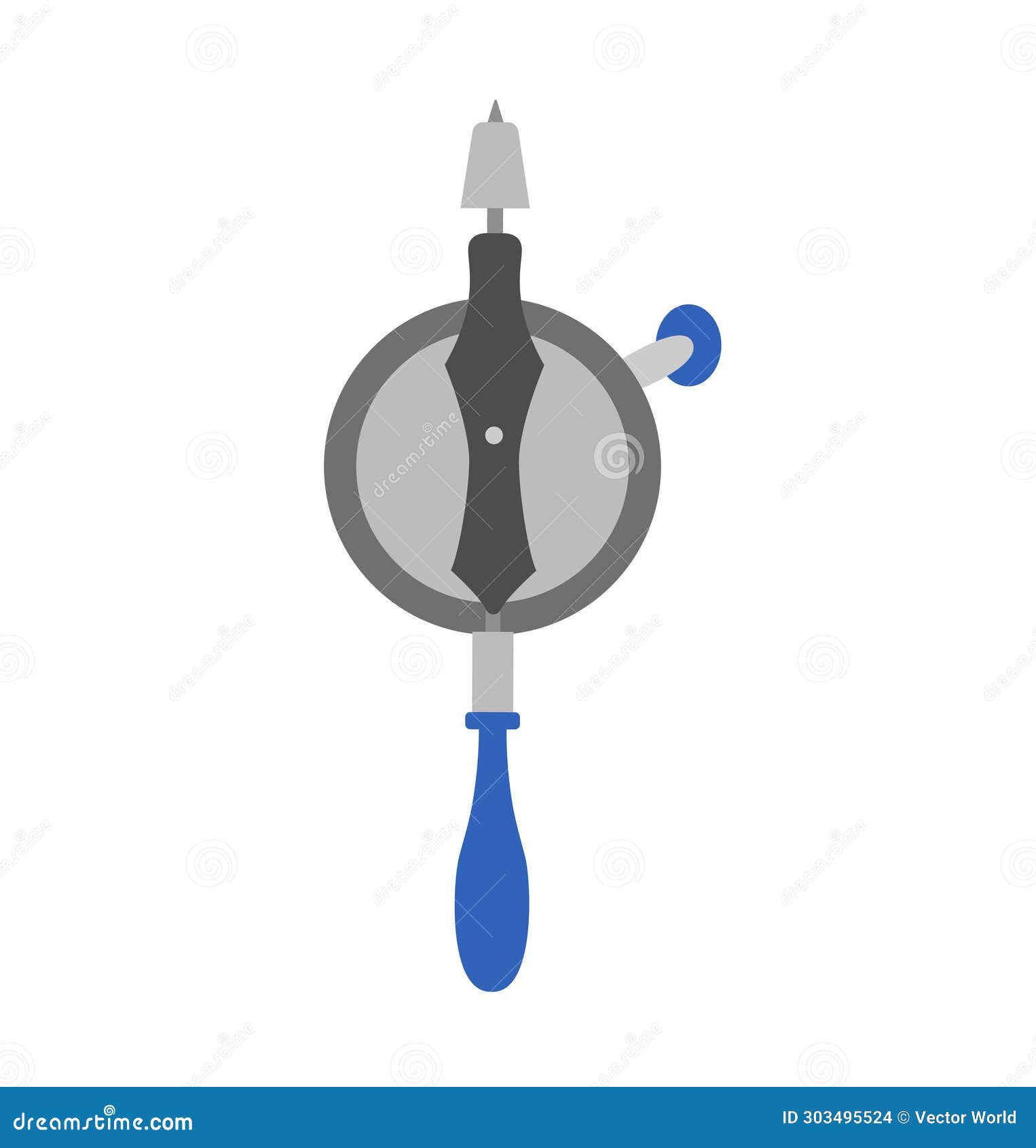 Flat Design Gray and Blue Handheld Compass for Navigation. Geographical ...