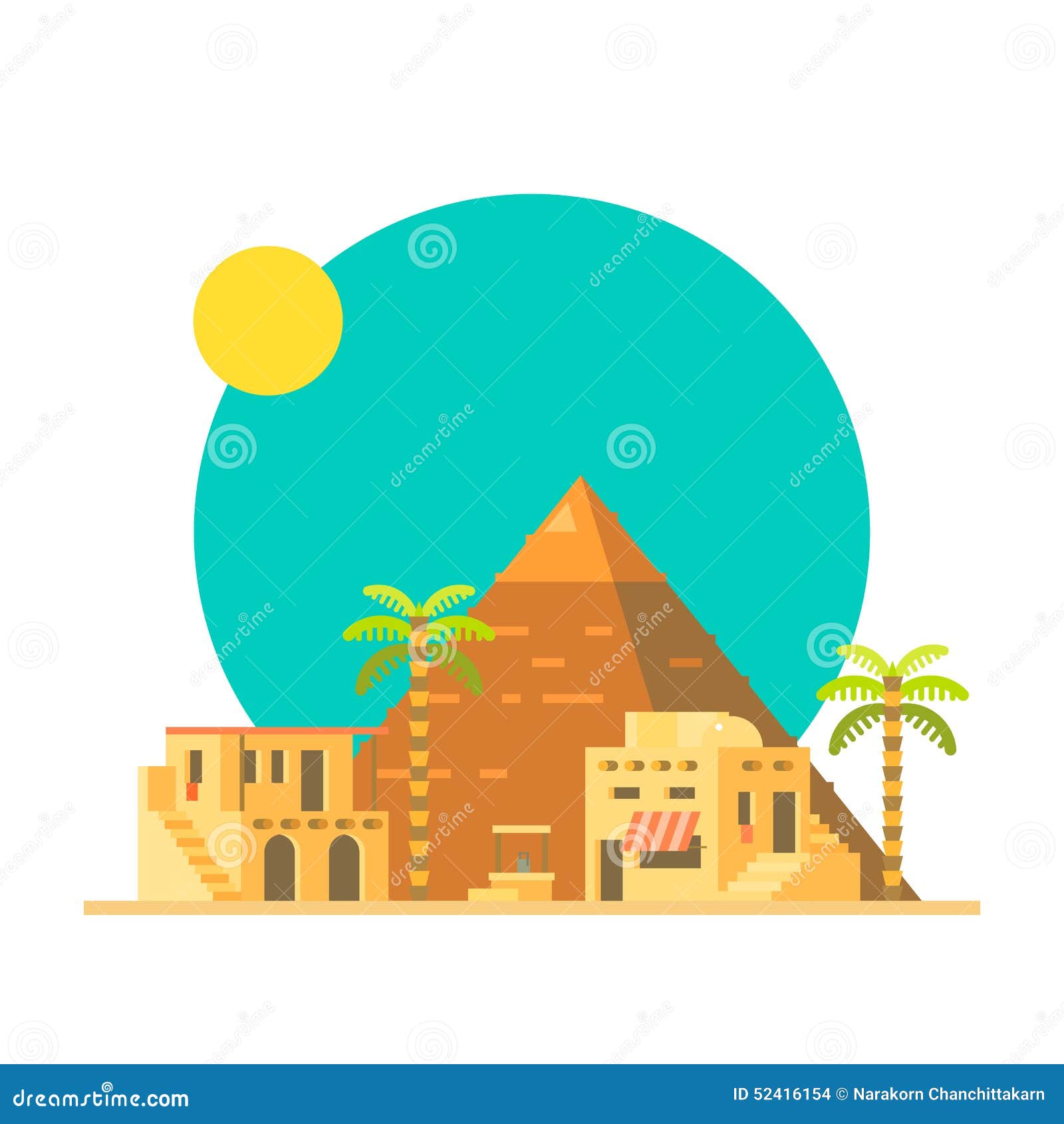 Flat Design of Great Pyramid of Giza in Egypt Stock Vector ...