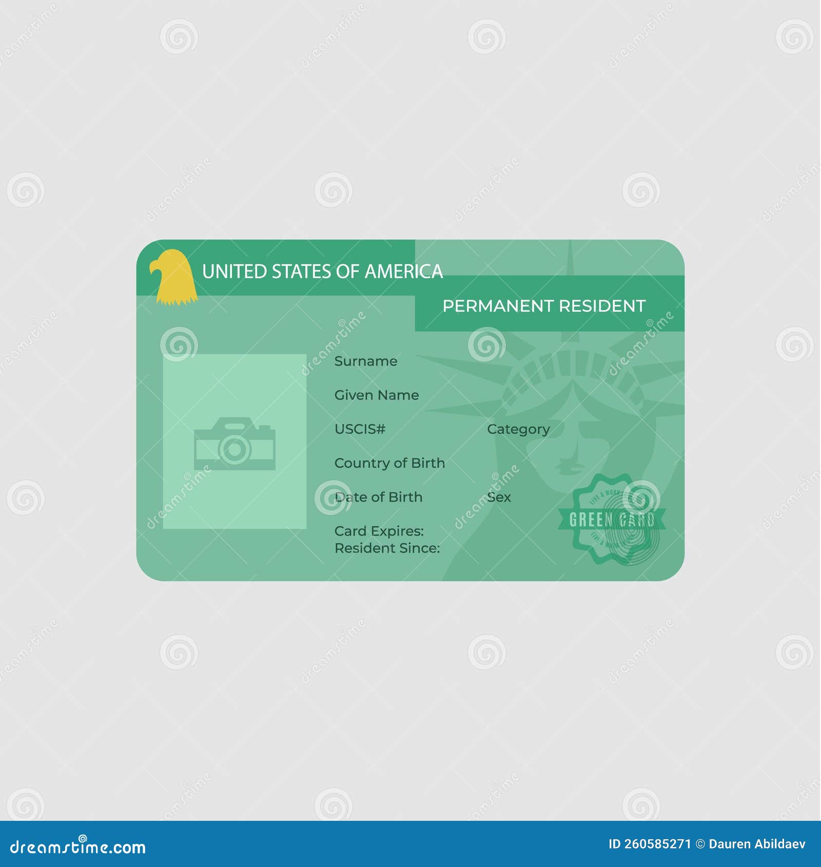 Flat Design Green Card Template Vector Illustration. Stock Vector ...