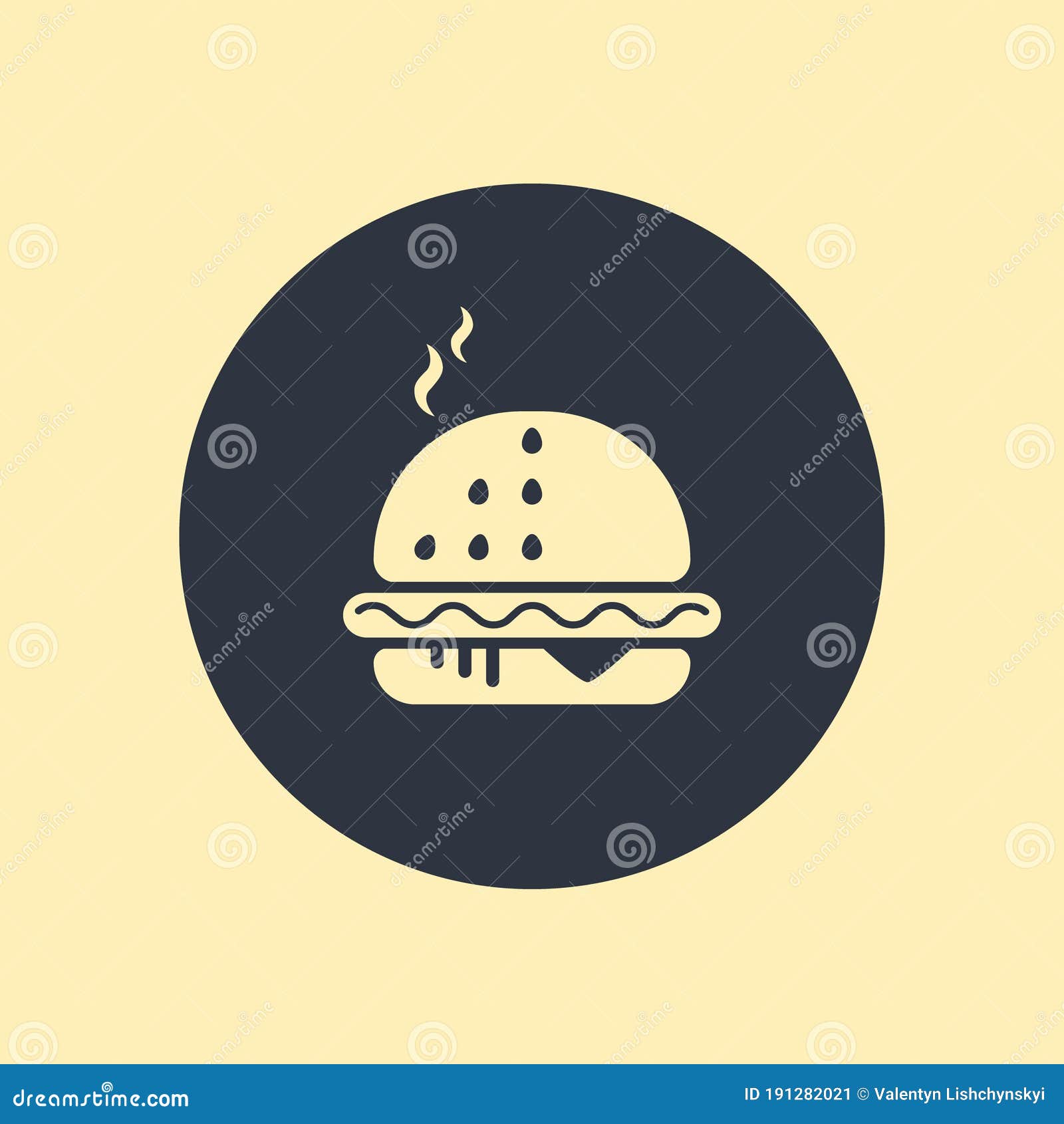 Flat Design Hamburger Web Icon. Vector Illustration on Round Background ...