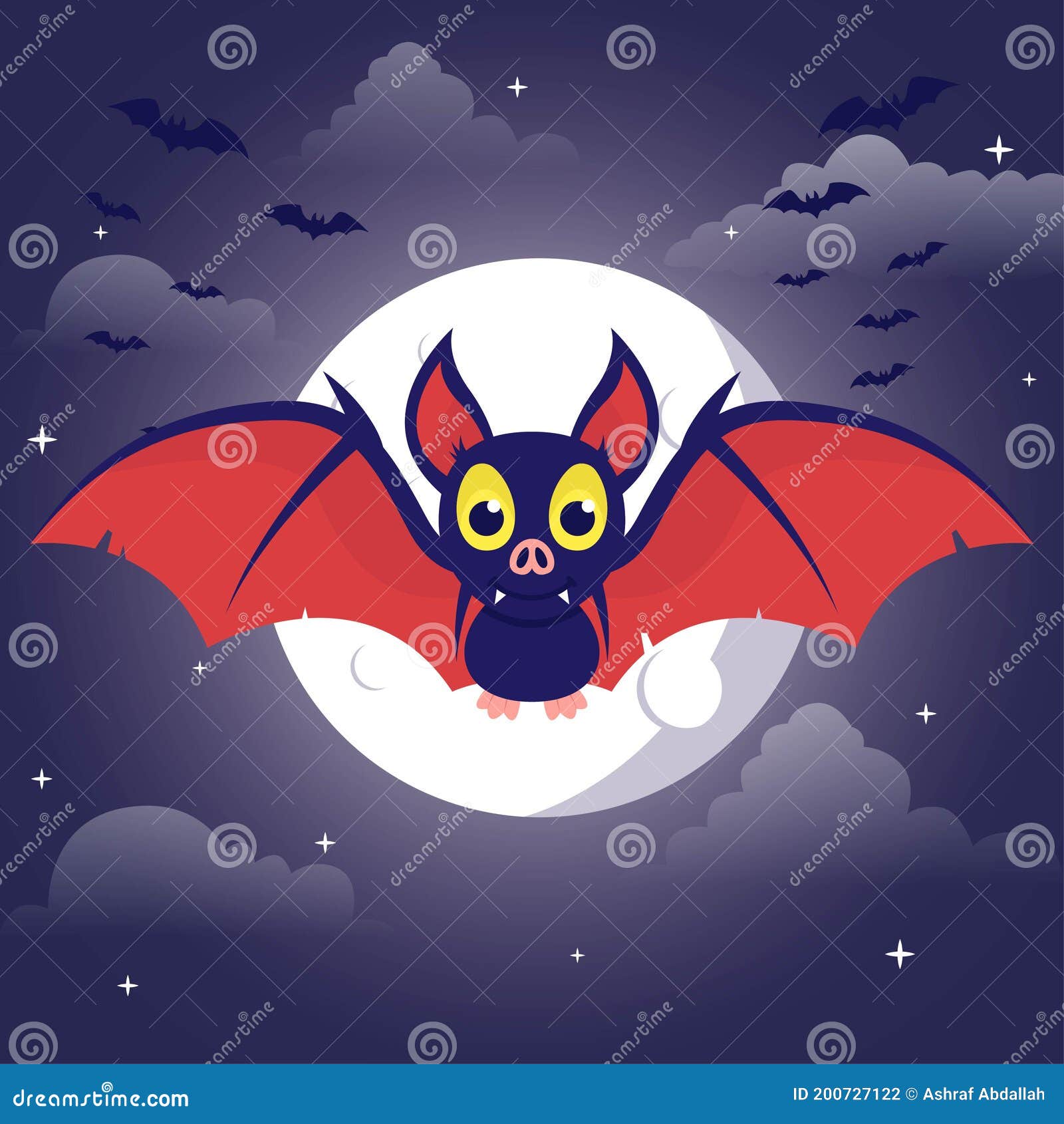 Flat Design Hand Drawn Halloween Bat Concept Vector Design Illustration ...