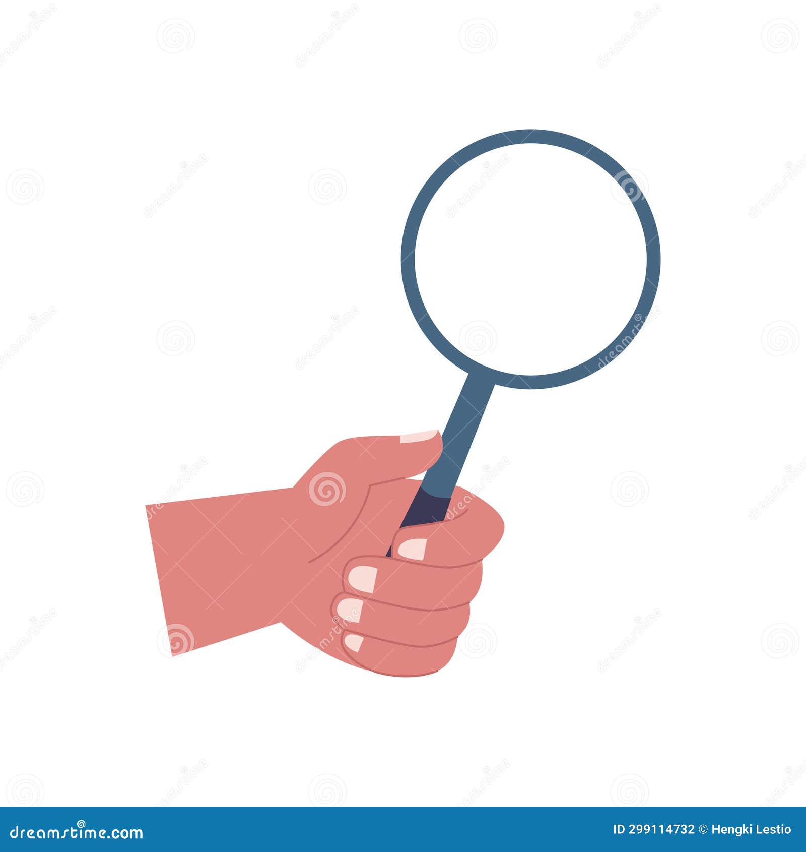 Flat Design of Hand Holding Magnifying Glass Stock Vector ...