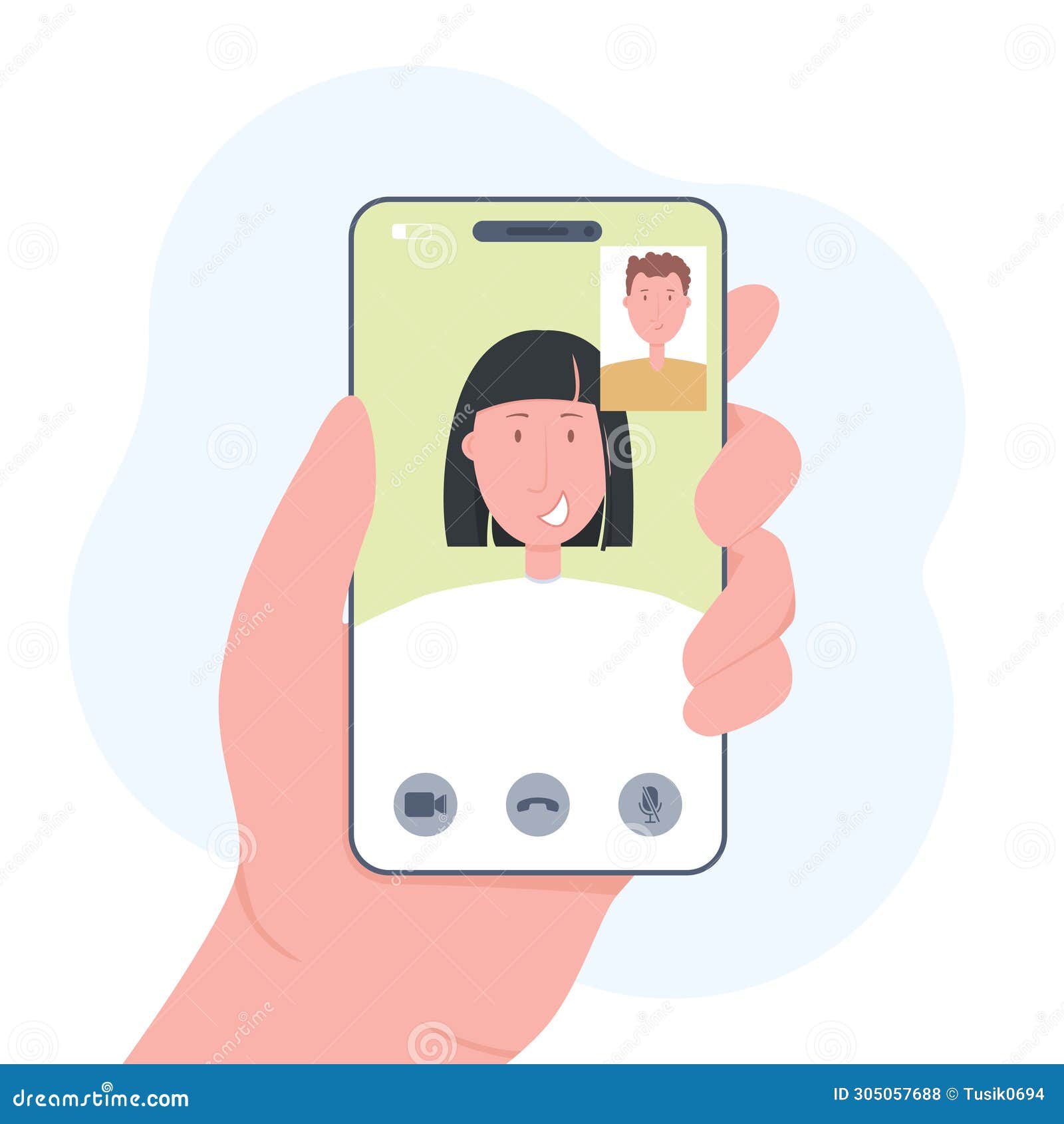 Flat Design Hand Holding Phone Modern Illustration Stock Vector