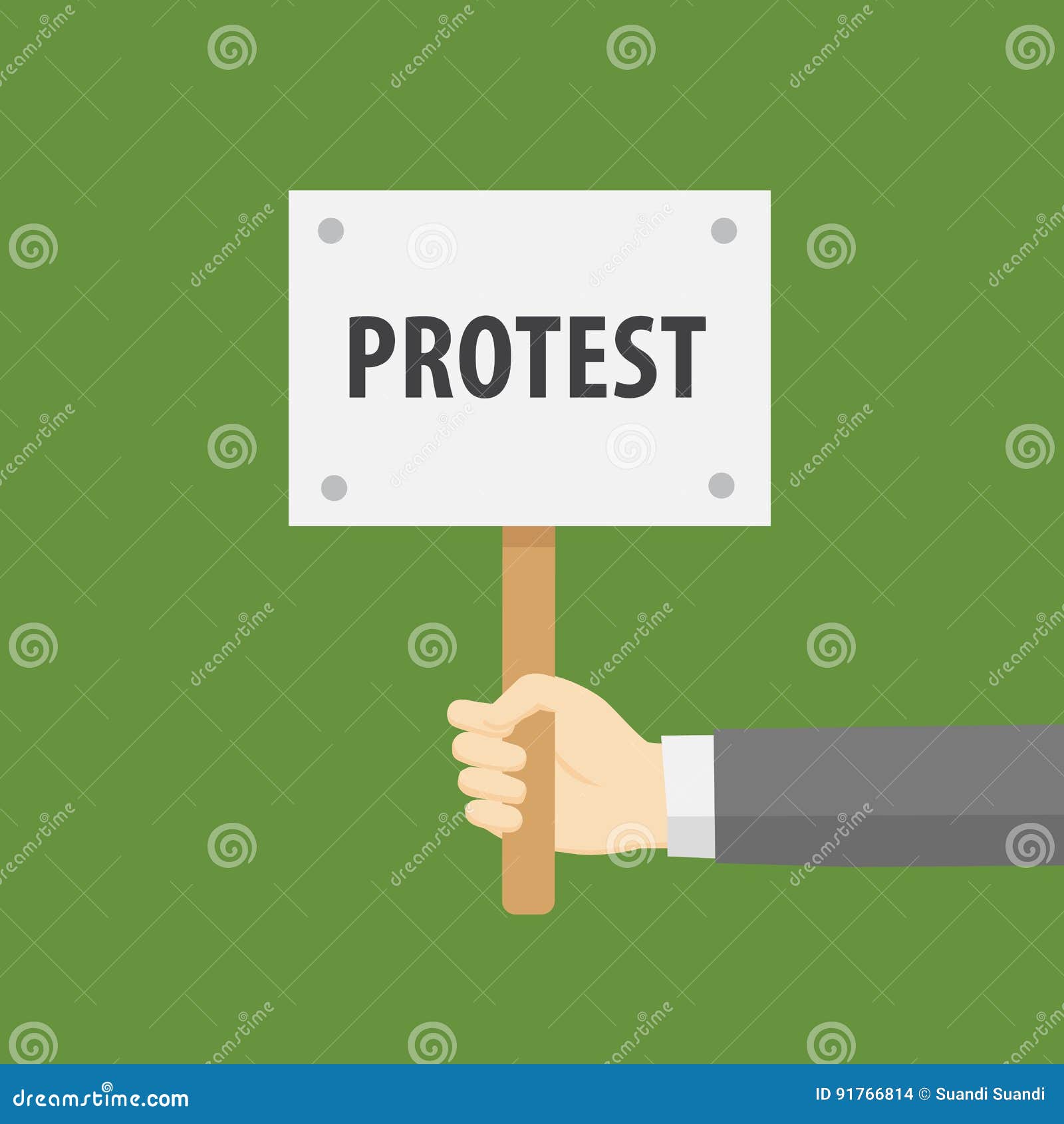 Flat Design of Hand Holding Protest Sign Stock Vector - Illustration of ...