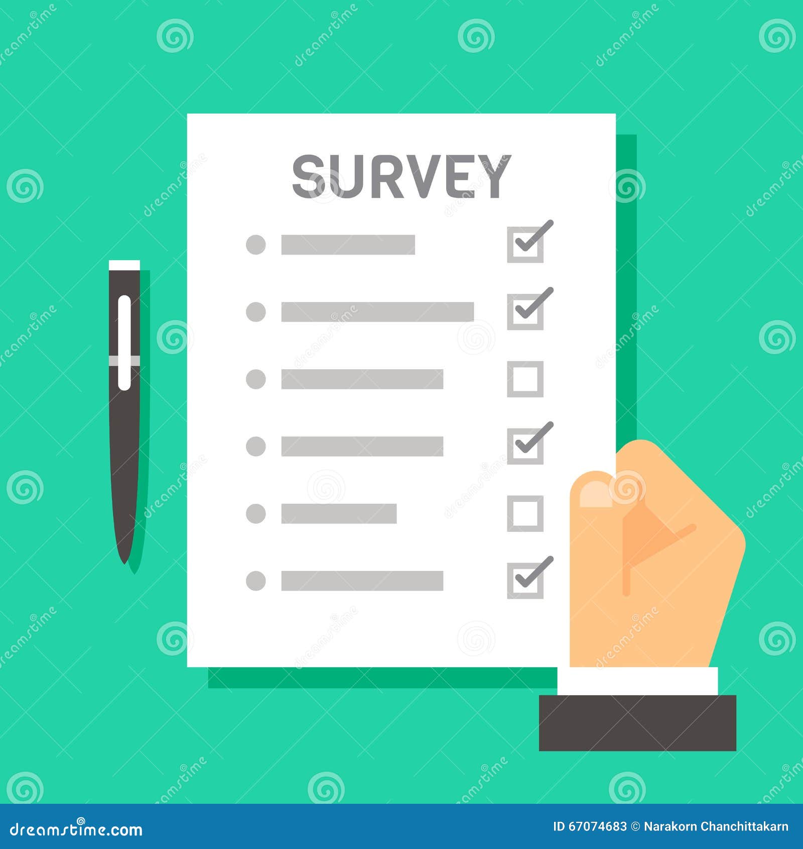 Flat Design Hand Holding Survey Test Paper Stock Vector - Illustration ...