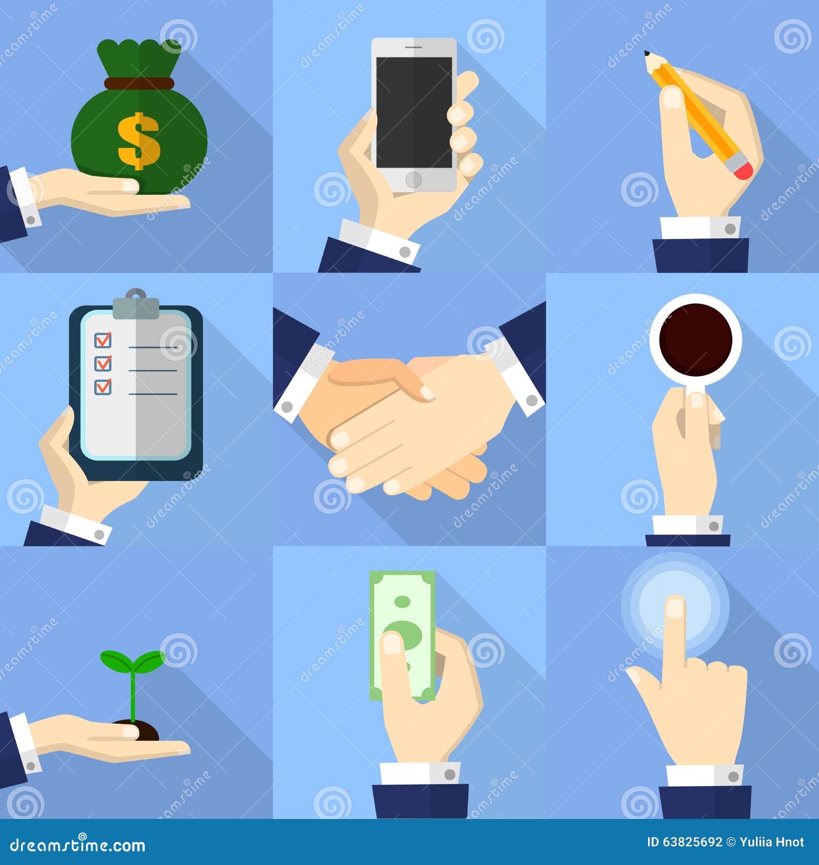 Flat Design of Hand Icons Set Stock Vector - Illustration of ...