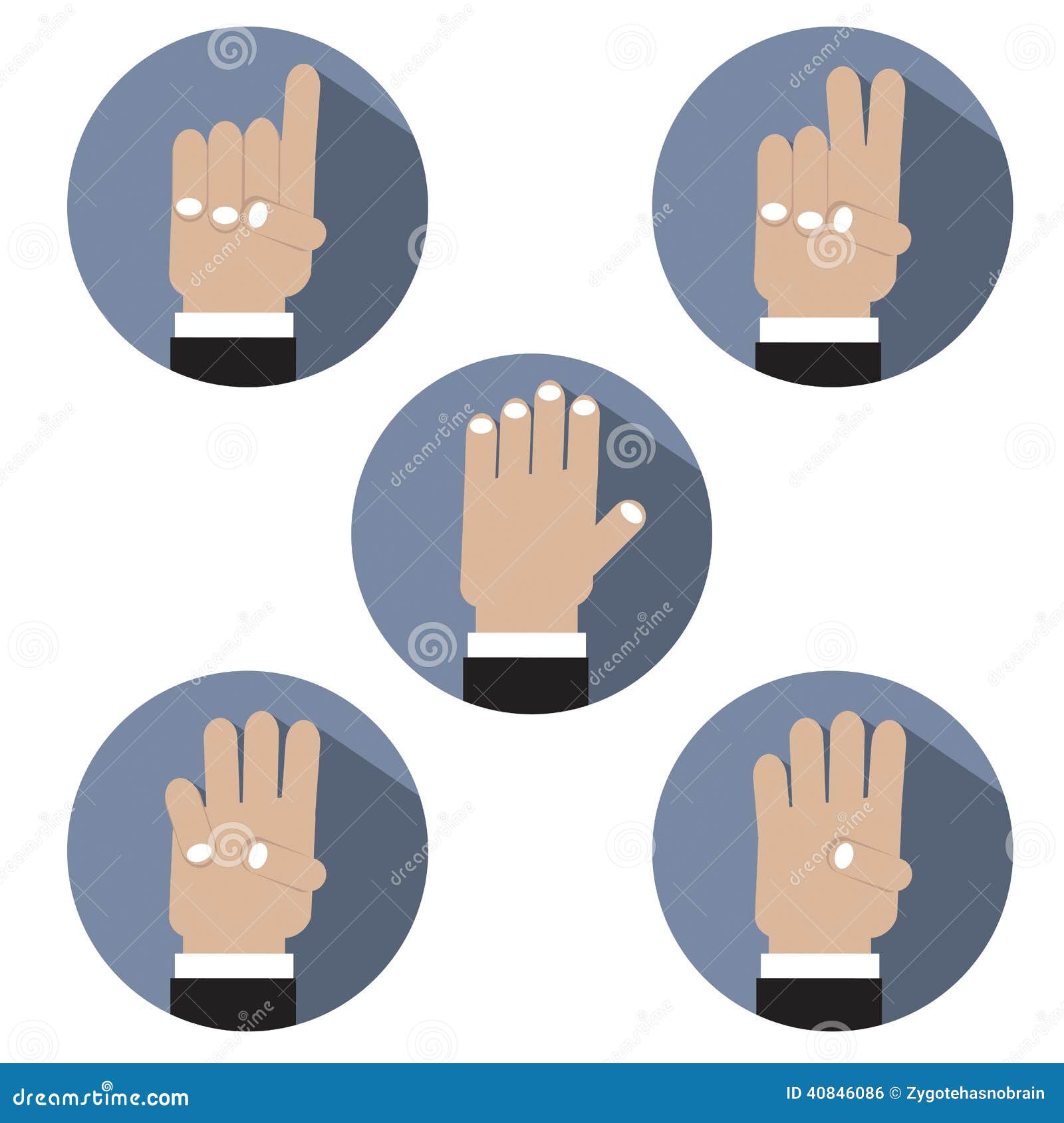 Flat Design Hand Make Number Icons Stock Vector - Illustration of ...