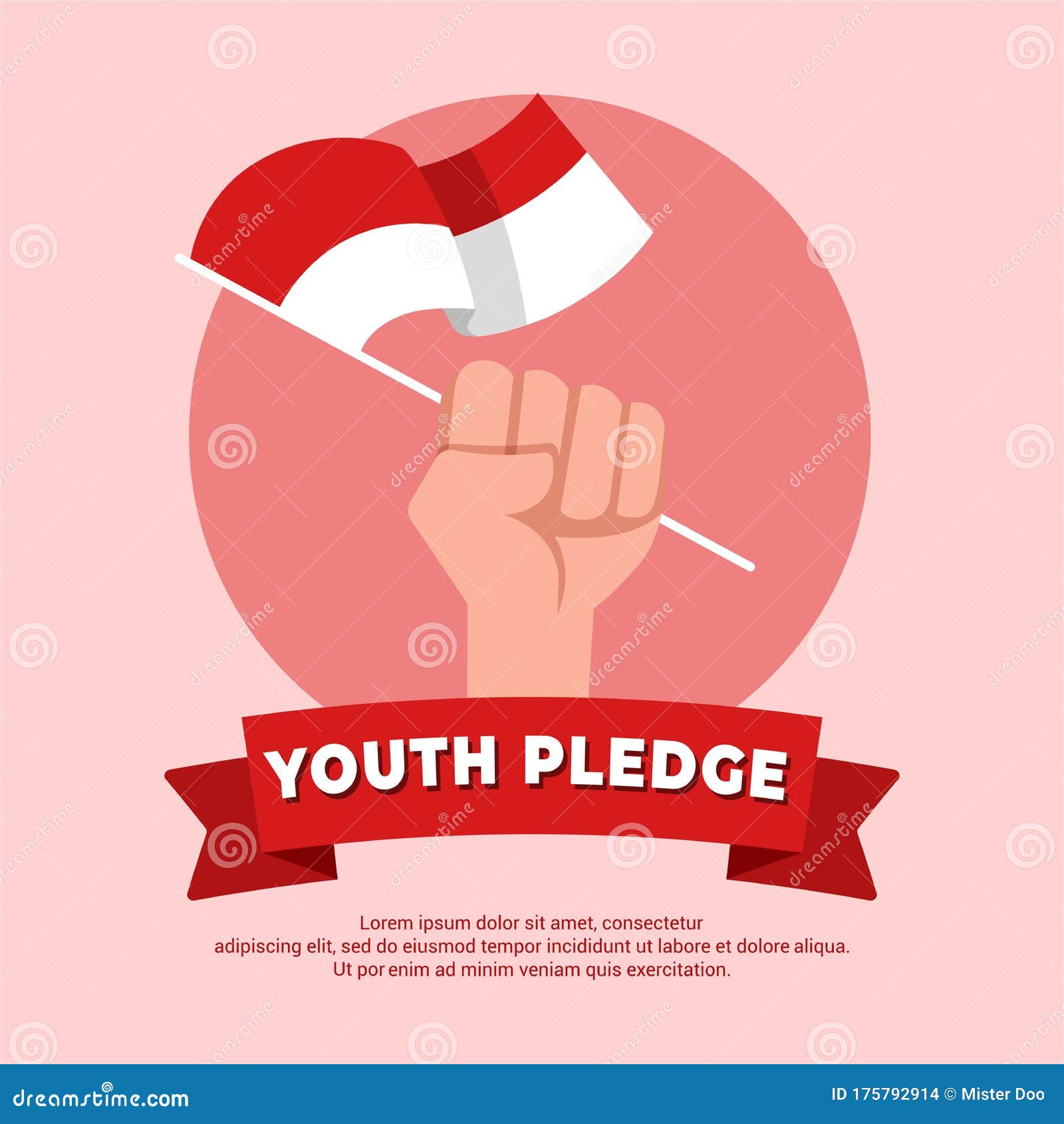 Flat Design Happy Youth Pledge Day Stock Vector - Illustration of flag ...