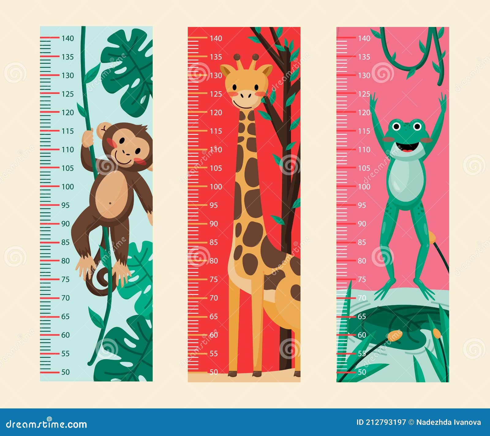 Flat Design Height Meter Set Vector Illustration. Stock Vector ...