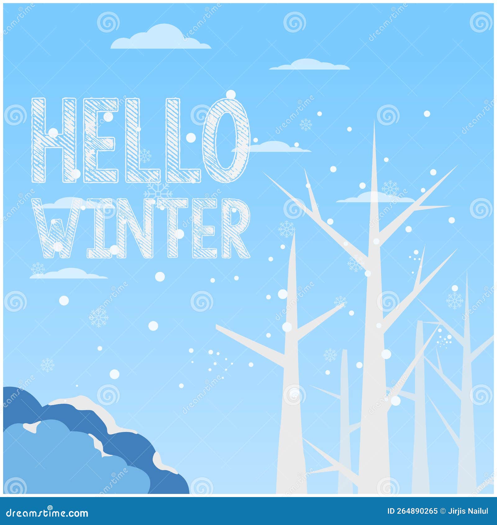 Flat Design Hello Winter Background Vector Stock Vector - Illustration of graphic, holiday ...