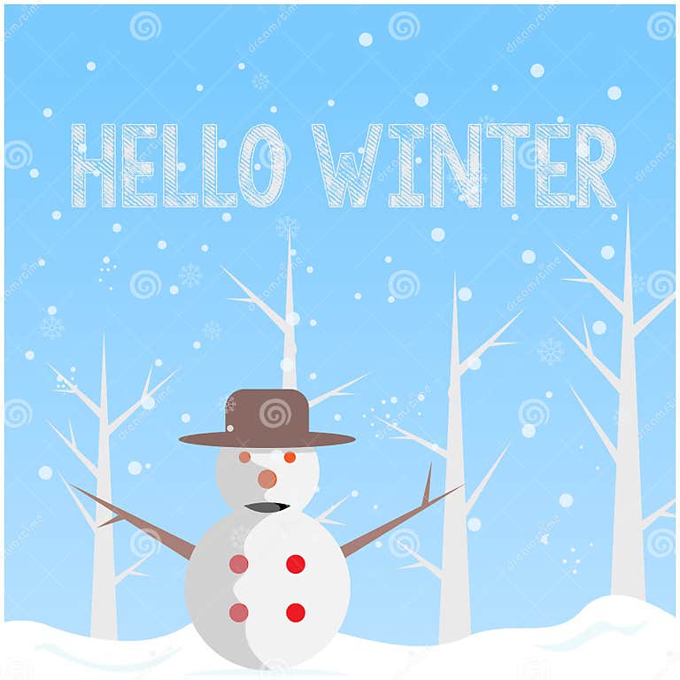 Flat Design Hello Winter Background Vector Stock Vector - Illustration of cold, abstract: 264890287