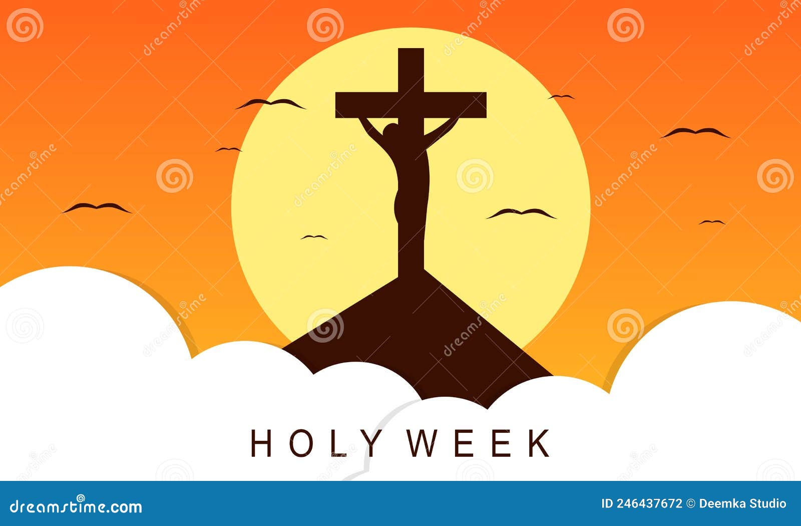 Flat Design Holy Week Concept Logo Vector Stock Illustration ...