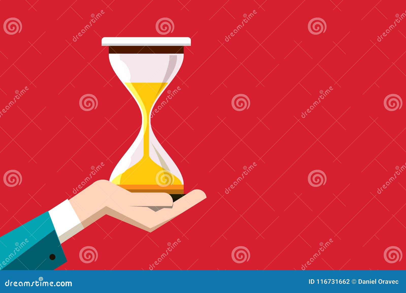 Flat Design Hourglass in Human Hand Stock Vector - Illustration of ...