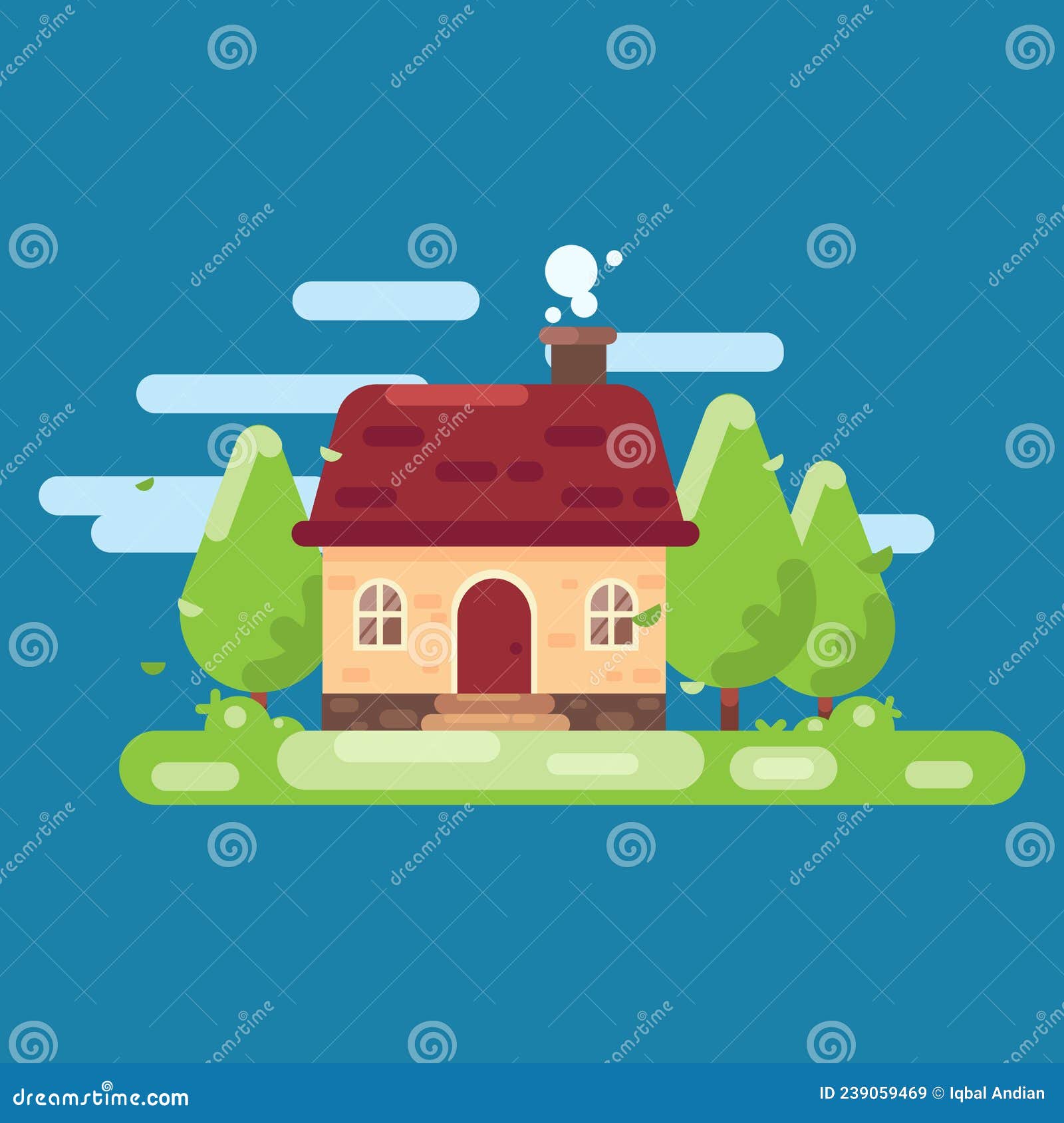 Flat Design House Flat Style Stock Illustration - Illustration of ...