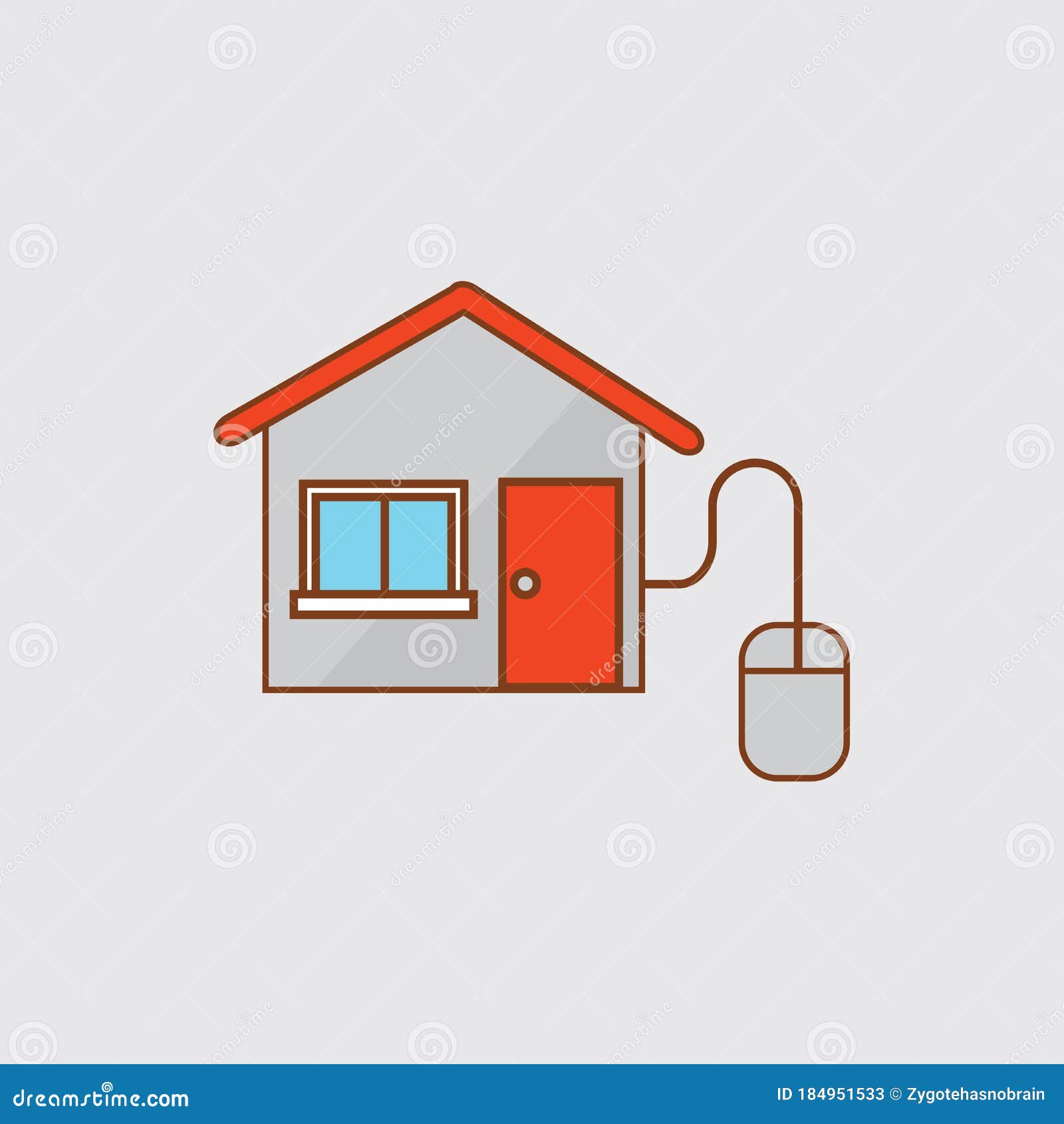 Flat Design House with a Mouse for Making Computers Vector Illustration ...