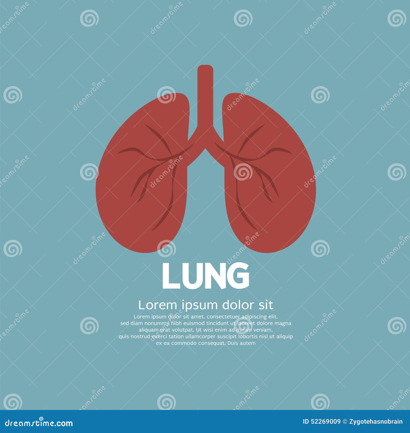 Flat Design Human Lungs on Blue Background Stock Vector - Illustration ...