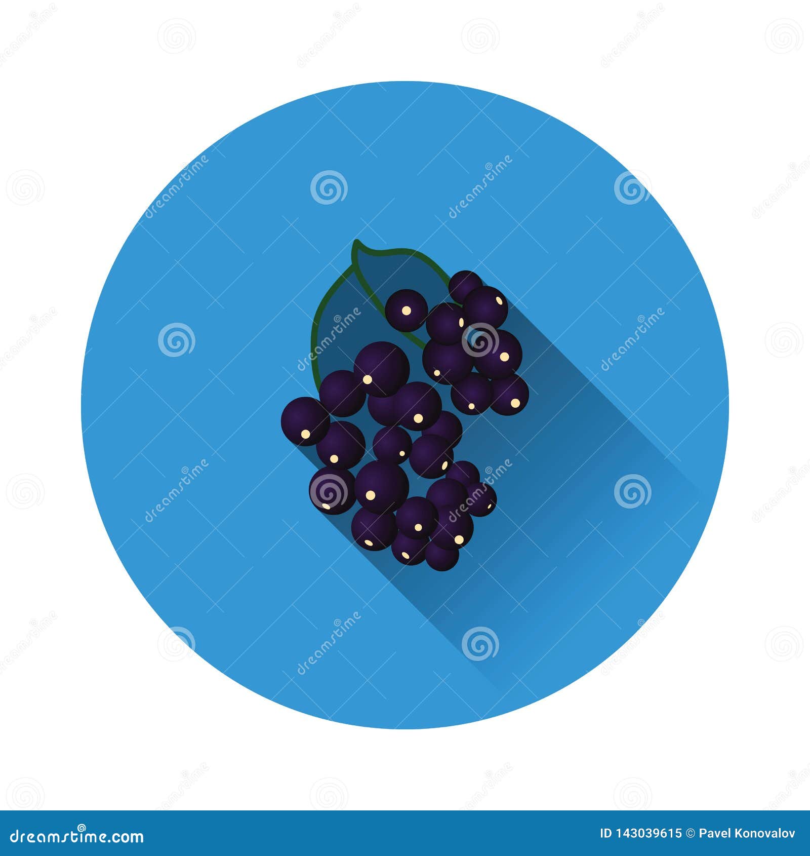 Flat Design Icon of Black Currant Stock Vector - Illustration of ...