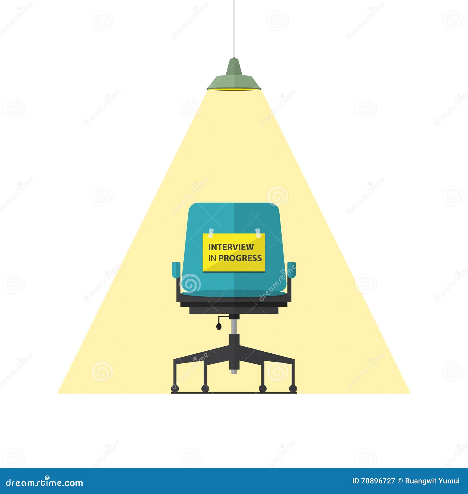 Flat Design Icon for Business Chair with Interview in Progress Message ...