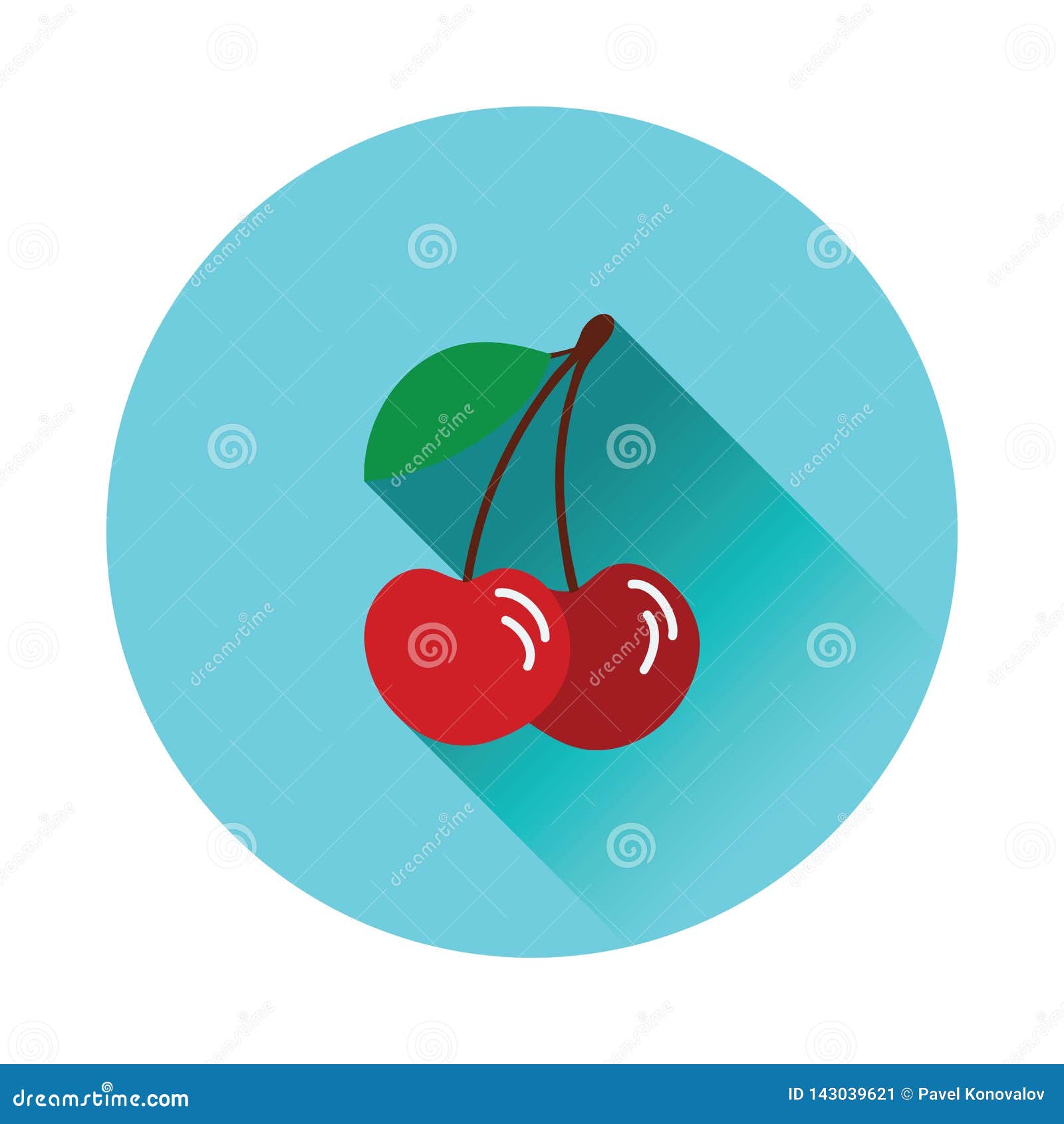 Flat design icon of Cherry stock vector. Illustration of exotic - 143039621
