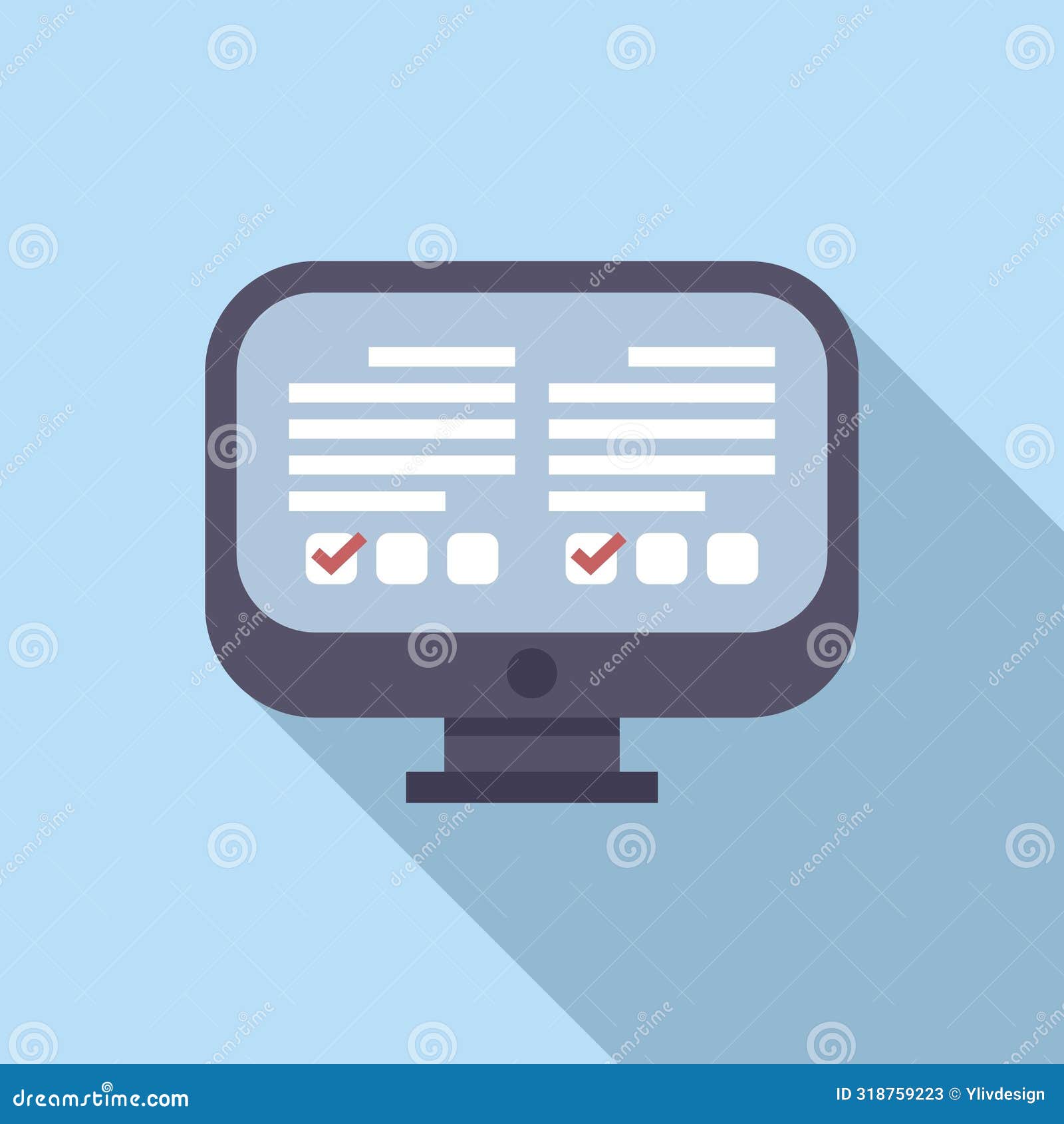 Flat Design Icon of Desktop Computer Screen Stock Illustration ...