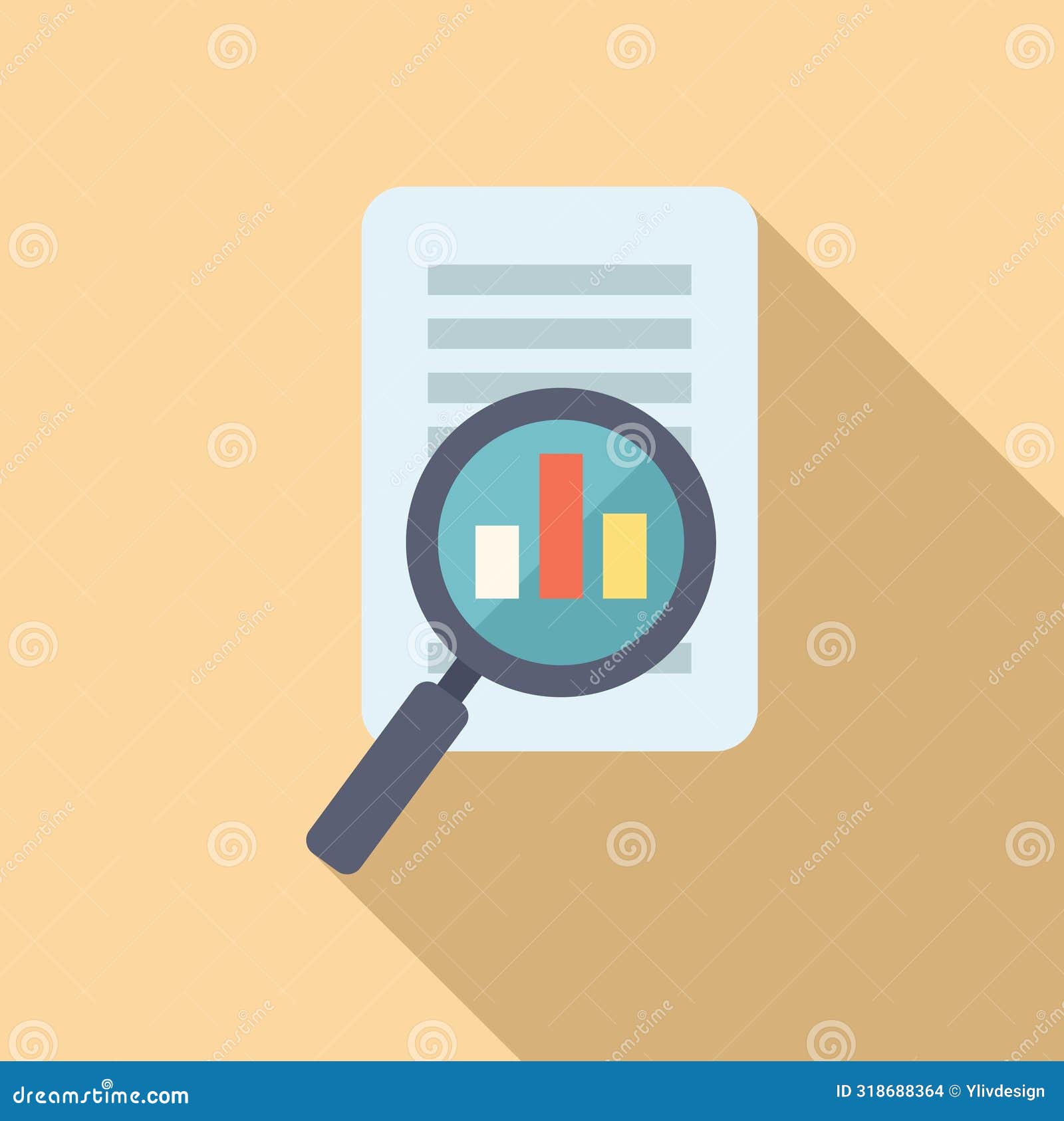 Data Analysis Icon with Magnifying Glass Stock Vector - Illustration of ...