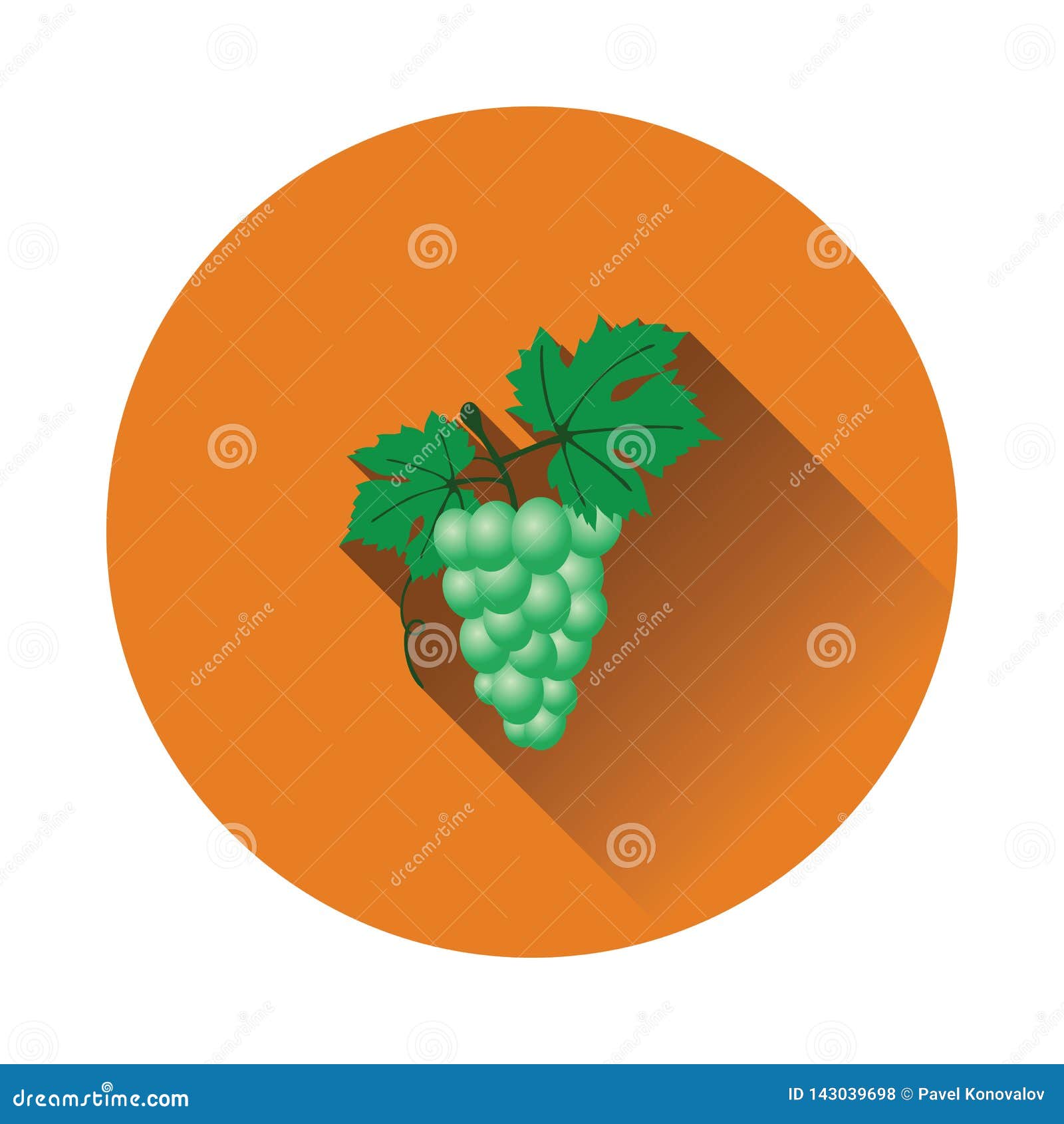 Flat design icon of Grape stock vector. Illustration of diet - 143039698