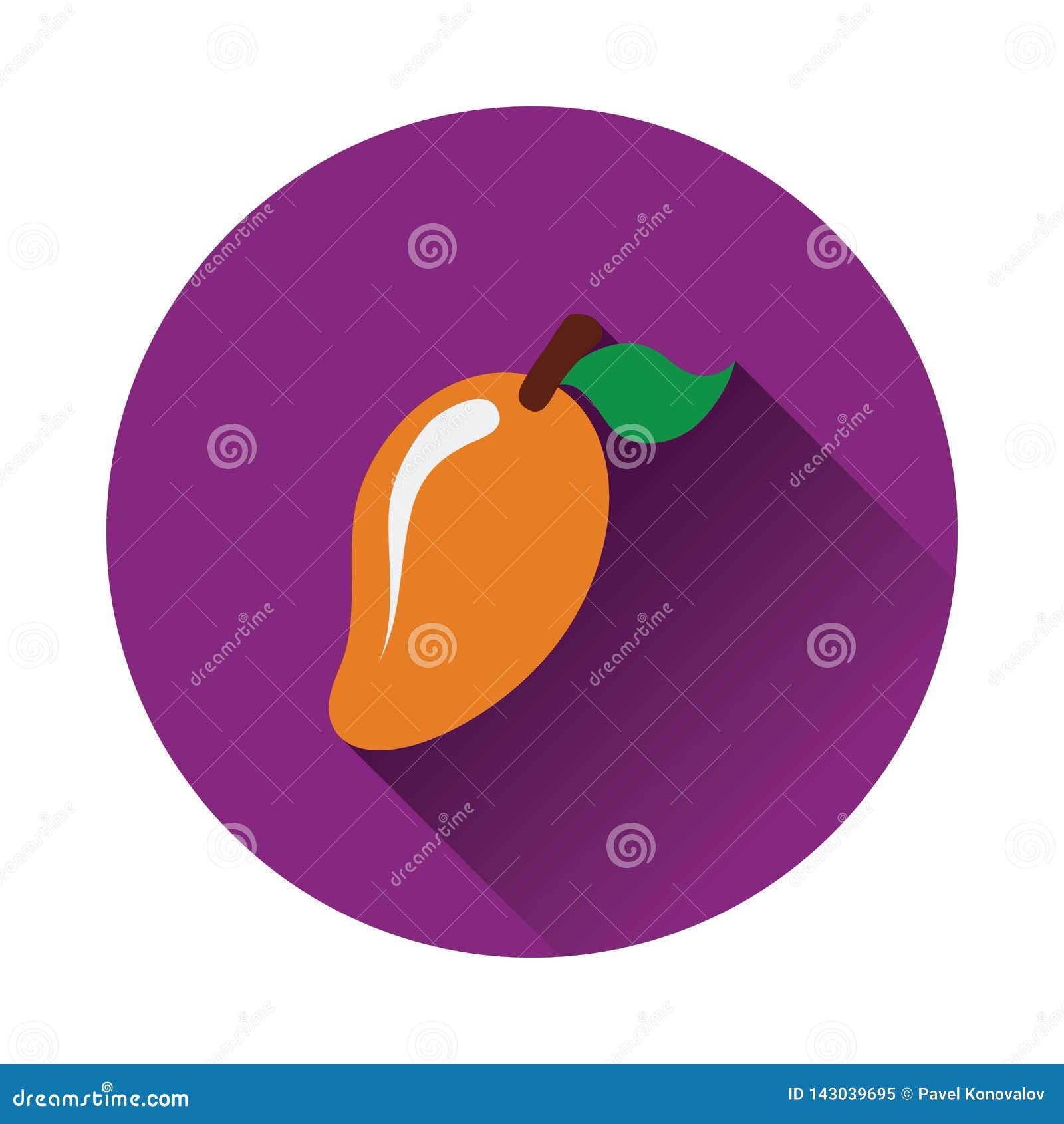 Flat design icon of Mango stock vector. Illustration of diet - 143039695